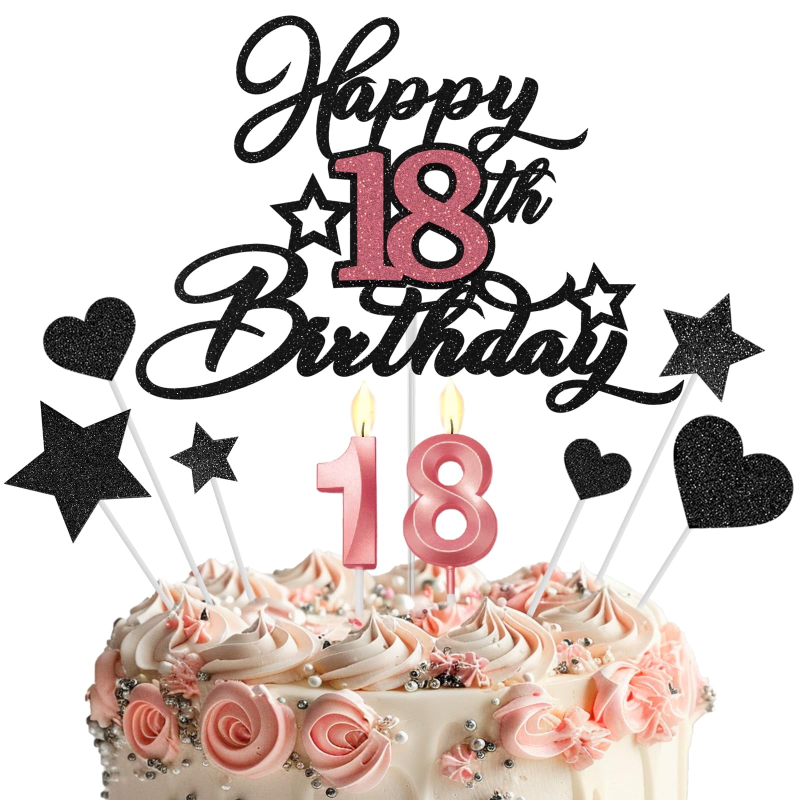 18th Birthday Candles, Rose Gold Number 18 Candles for Birthday Cakes ...