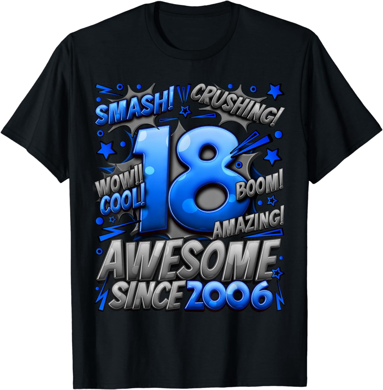 18th Birthday Comic Style Awesome since 2006 18 Year Old Boy T-Shirt ...
