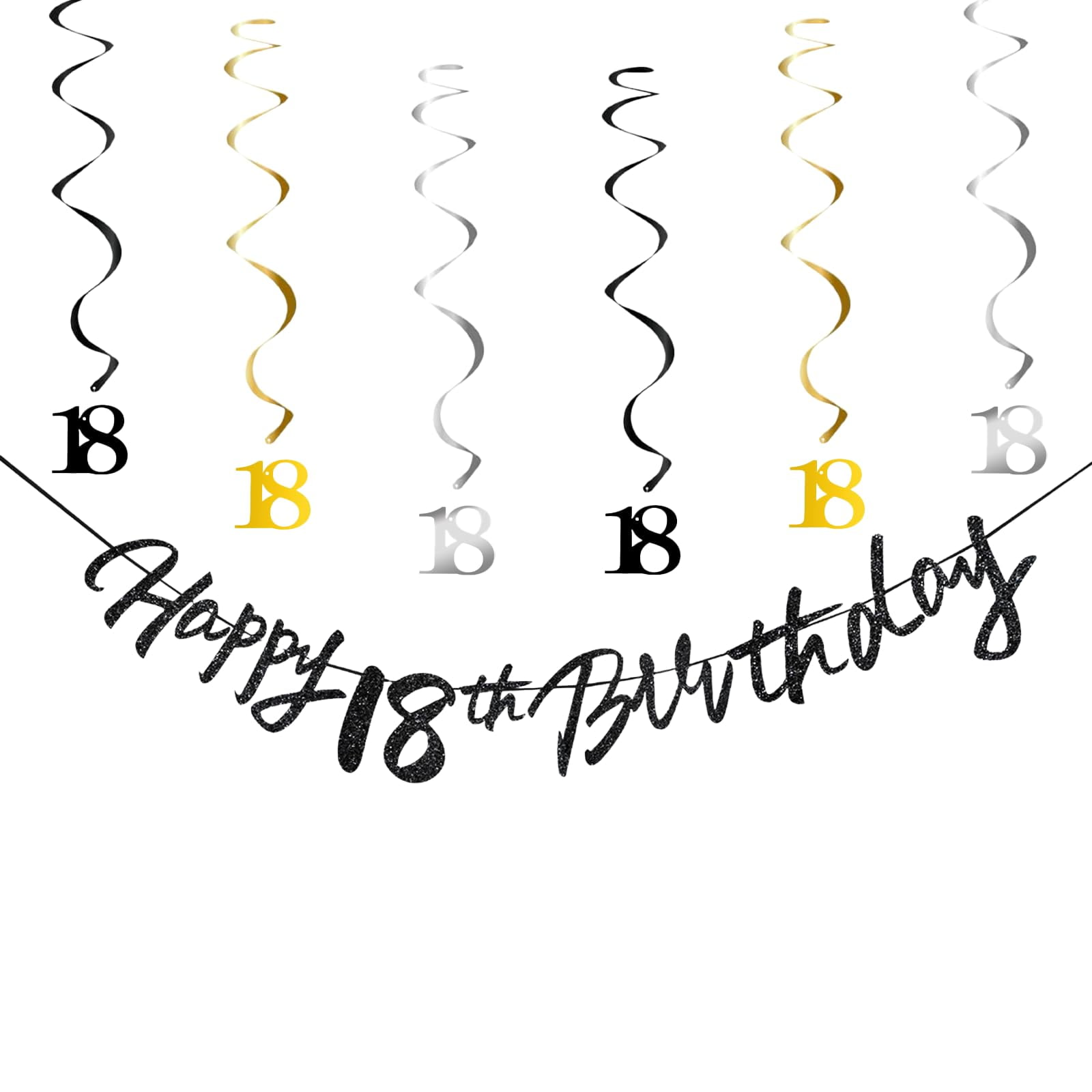 18th Birthday Decorations for Boys Swirls BSL1 Streamers Set, Hanging ...
