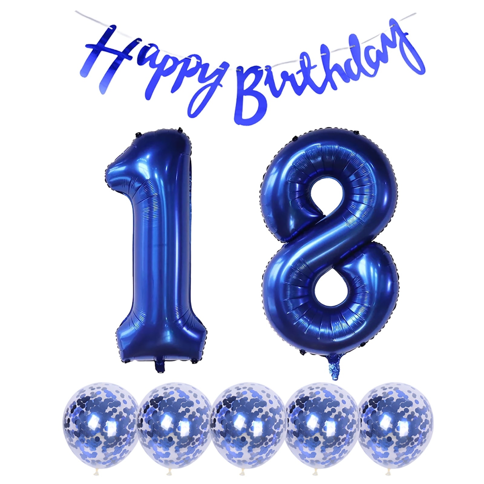 18th Birthday Decorations for Girl Navy Blue Double Digits Birthday Party Supplies Turquoise ...