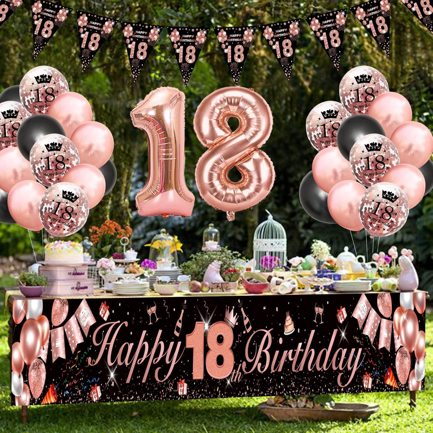 18th Birthday Decorations for Girls, 18th Birthday Decoration Kit with ...