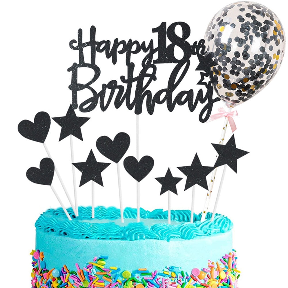 18th Birthday Decorations, Happy Birthday Glitter Cake Topper, Boy or ...