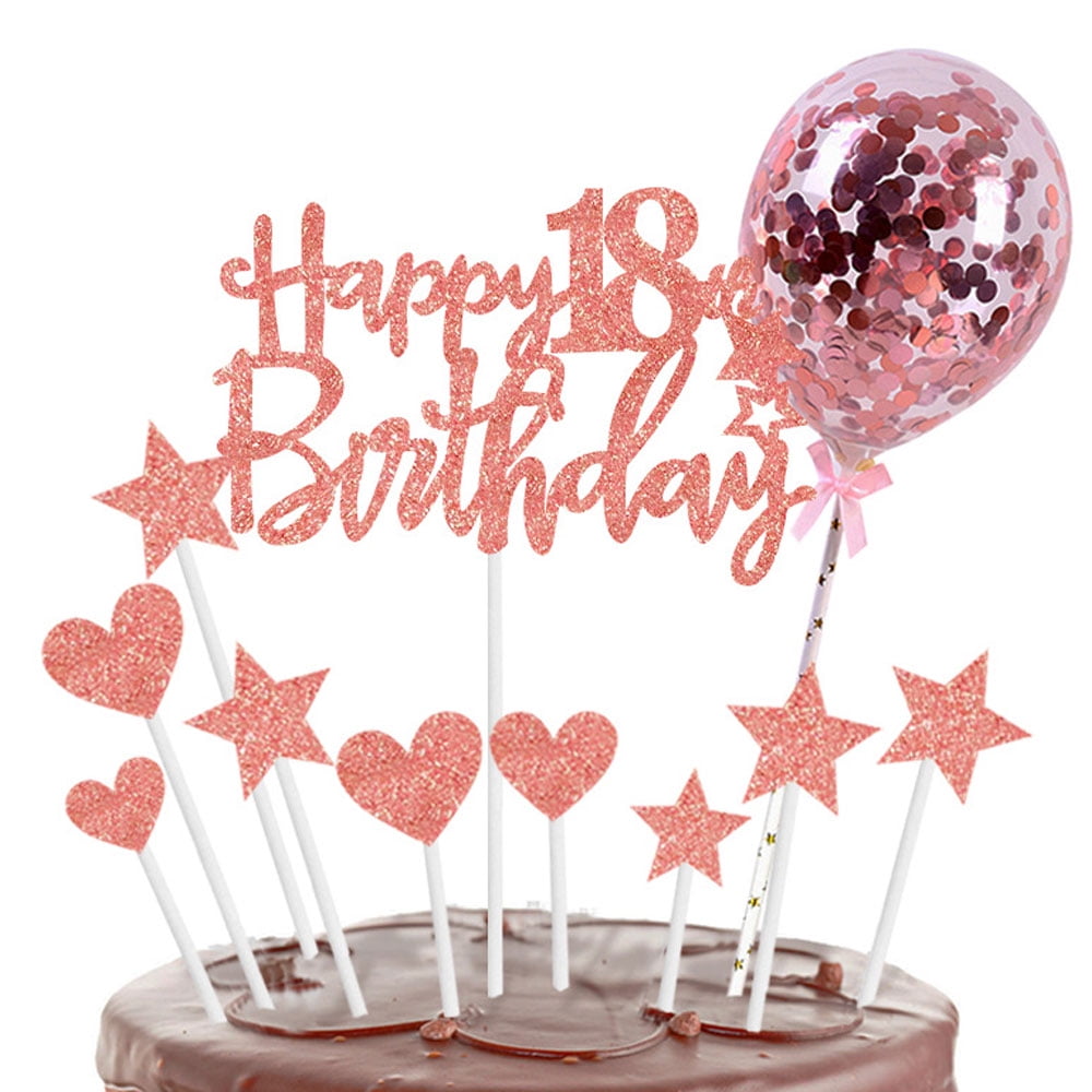18th Birthday Decorations, Happy Birthday Glitter Cake Topper, Boy or ...