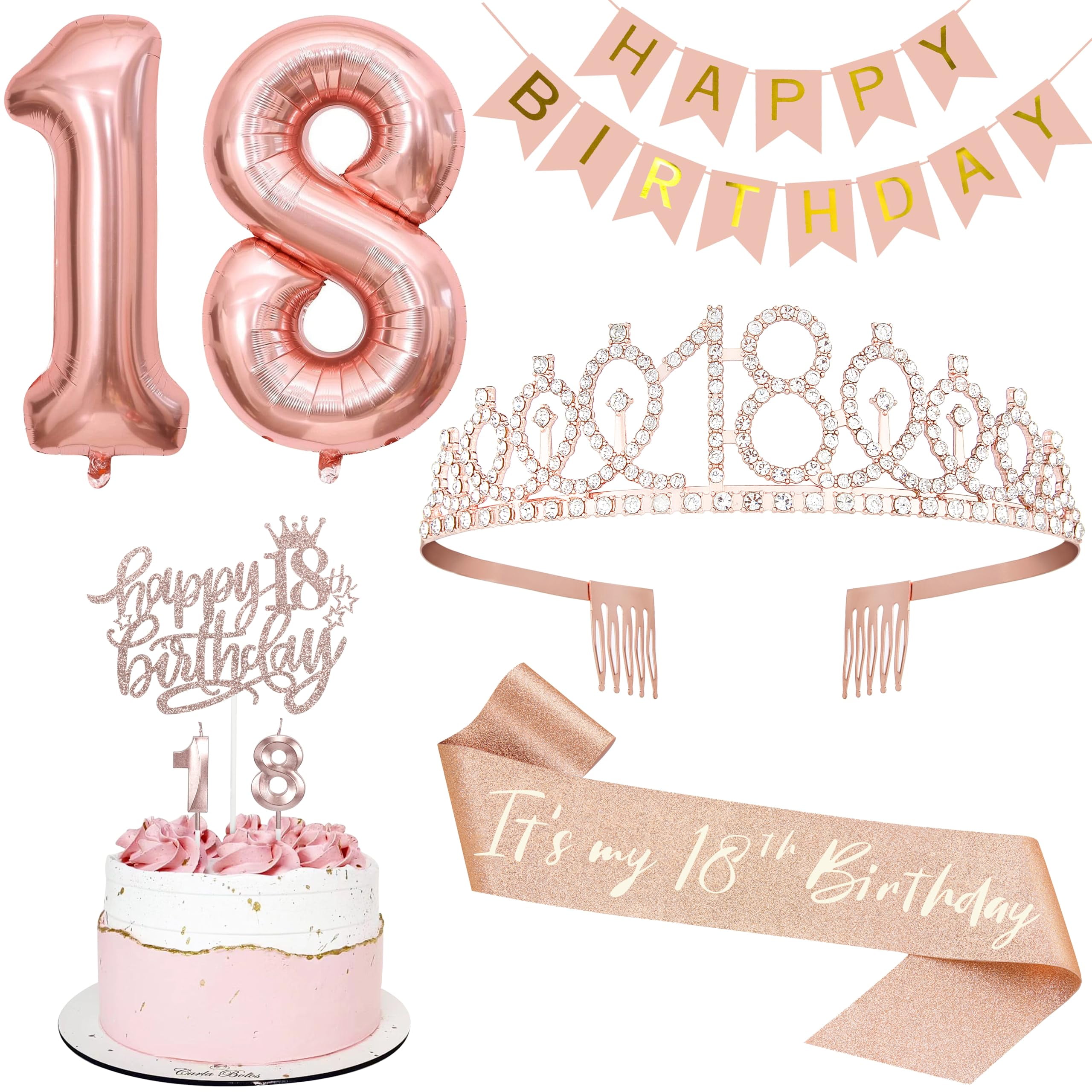 18th Birthday Decorations for RRF12 Girls, Including 18th Tiara and ...