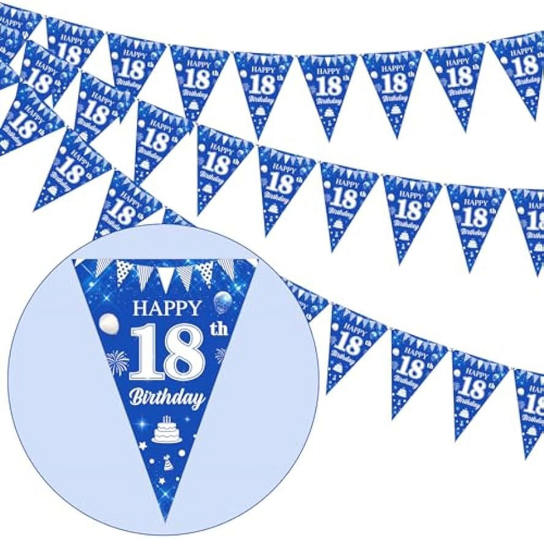 18th Birthday Decorations Royal Blue - 3 Pack 18th Birthday Bunting ...