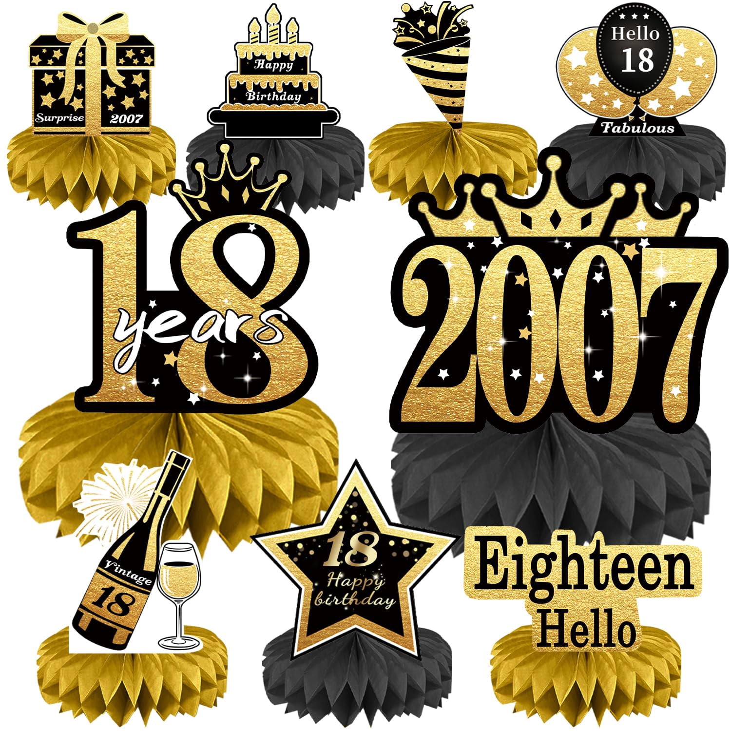 18th Birthday Decorations Set, 2007 Table ZLK1 Toppers for Girls Boys ...