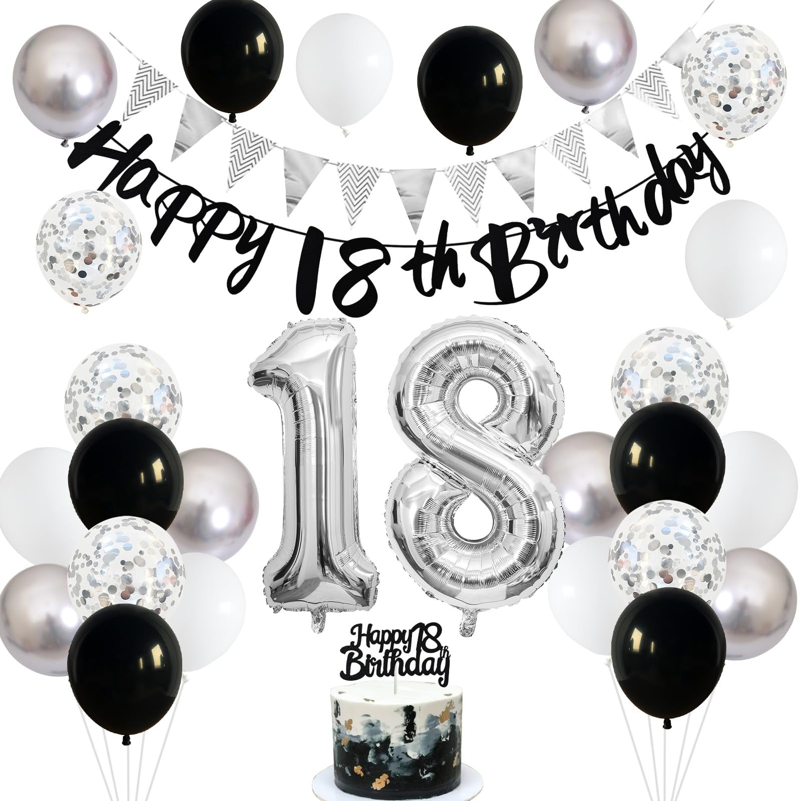 18th Birthday DecorationsTRDN for Boys, Blue Happy 18th Birthday Banner ...