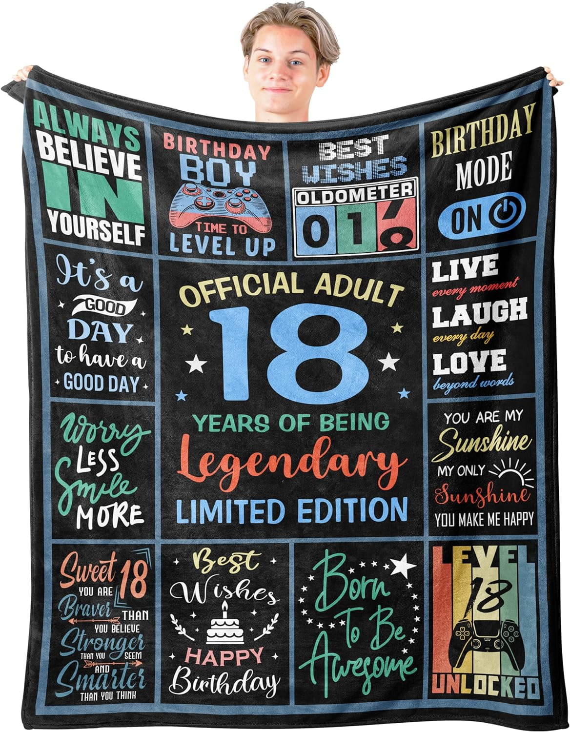 18th Birthday Gifts for Boys Blanket 60"x50", 18 Year Old Boy Birthday ...