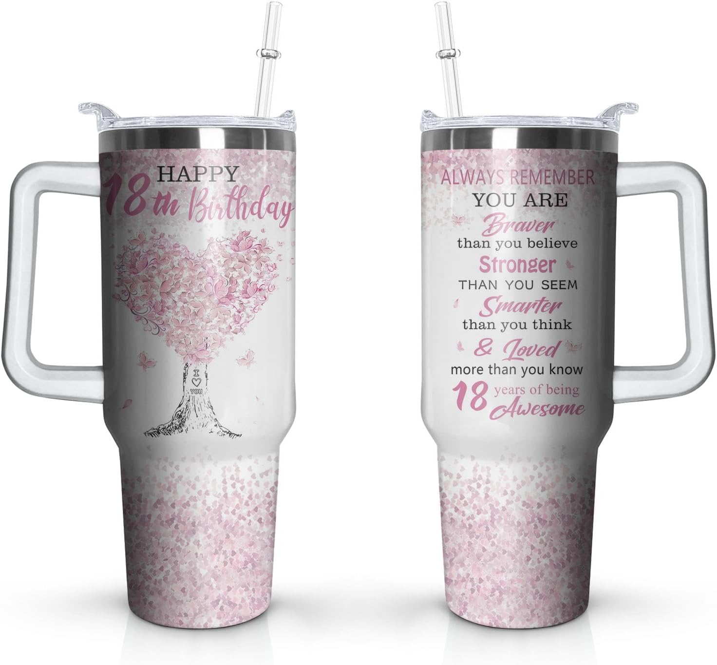 18th Birthday Gifts Cup, 40 Oz Stainless Steel Tumbler with Handle ...