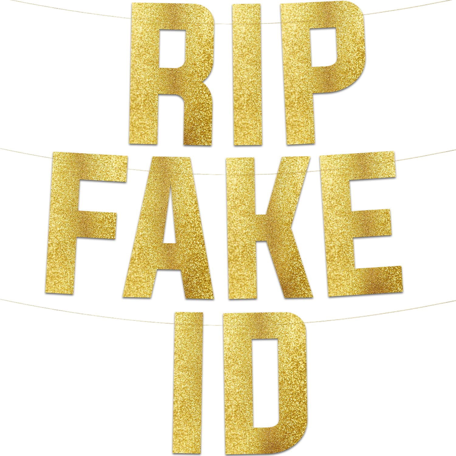 18th Birthday Gold Glitter Banner – RIP FAKE ID 19th Birthday Party ...