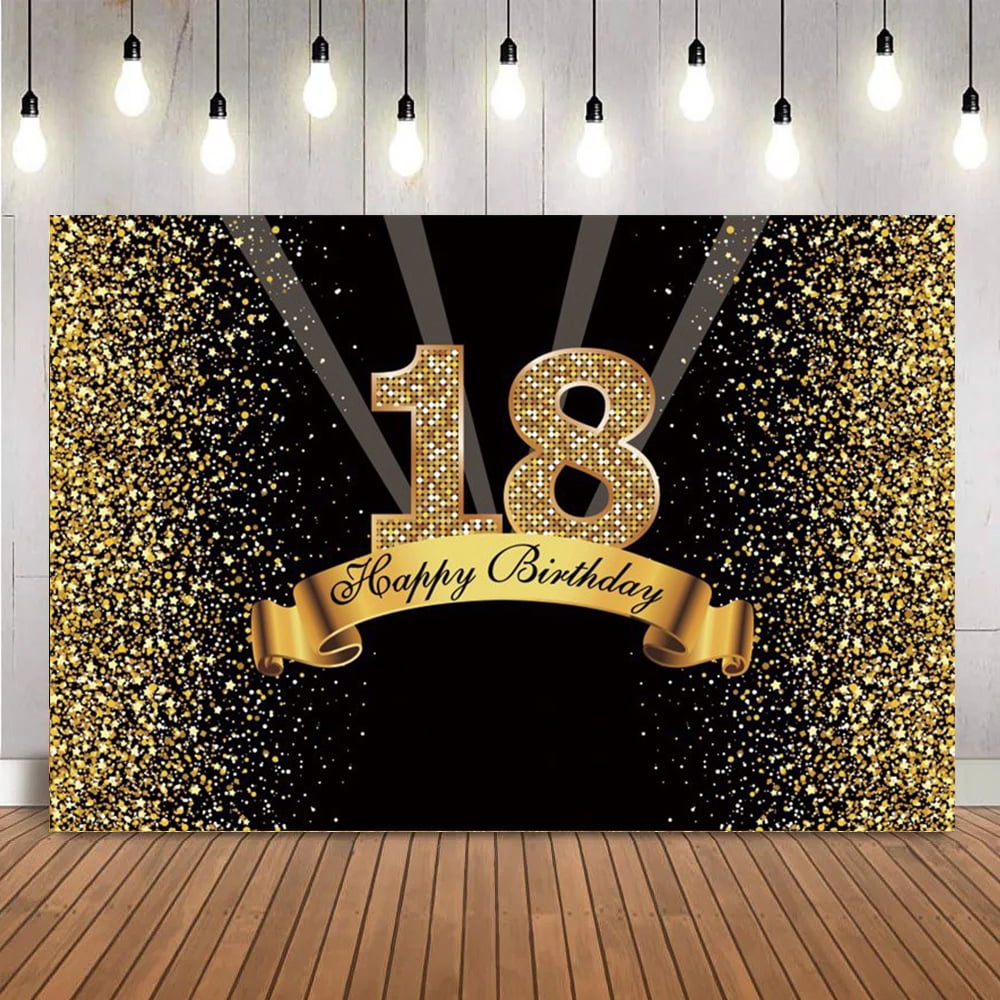 18th Birthday Party Backdrop Glitter Balloon Boy Girl 18 years old ...