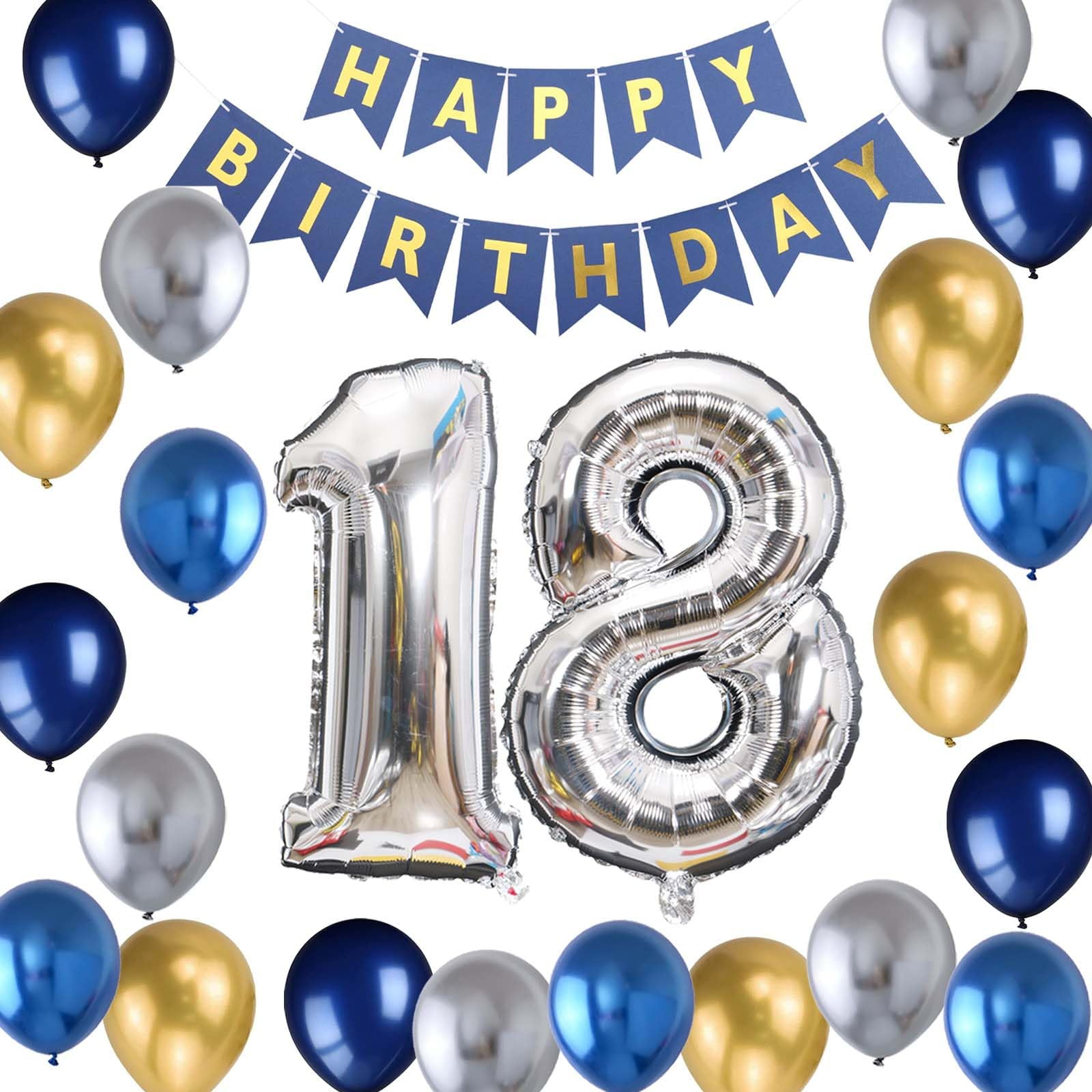 18th Birthday Party Decoration for Boys AFN1- Blue Number 18 Banner ...