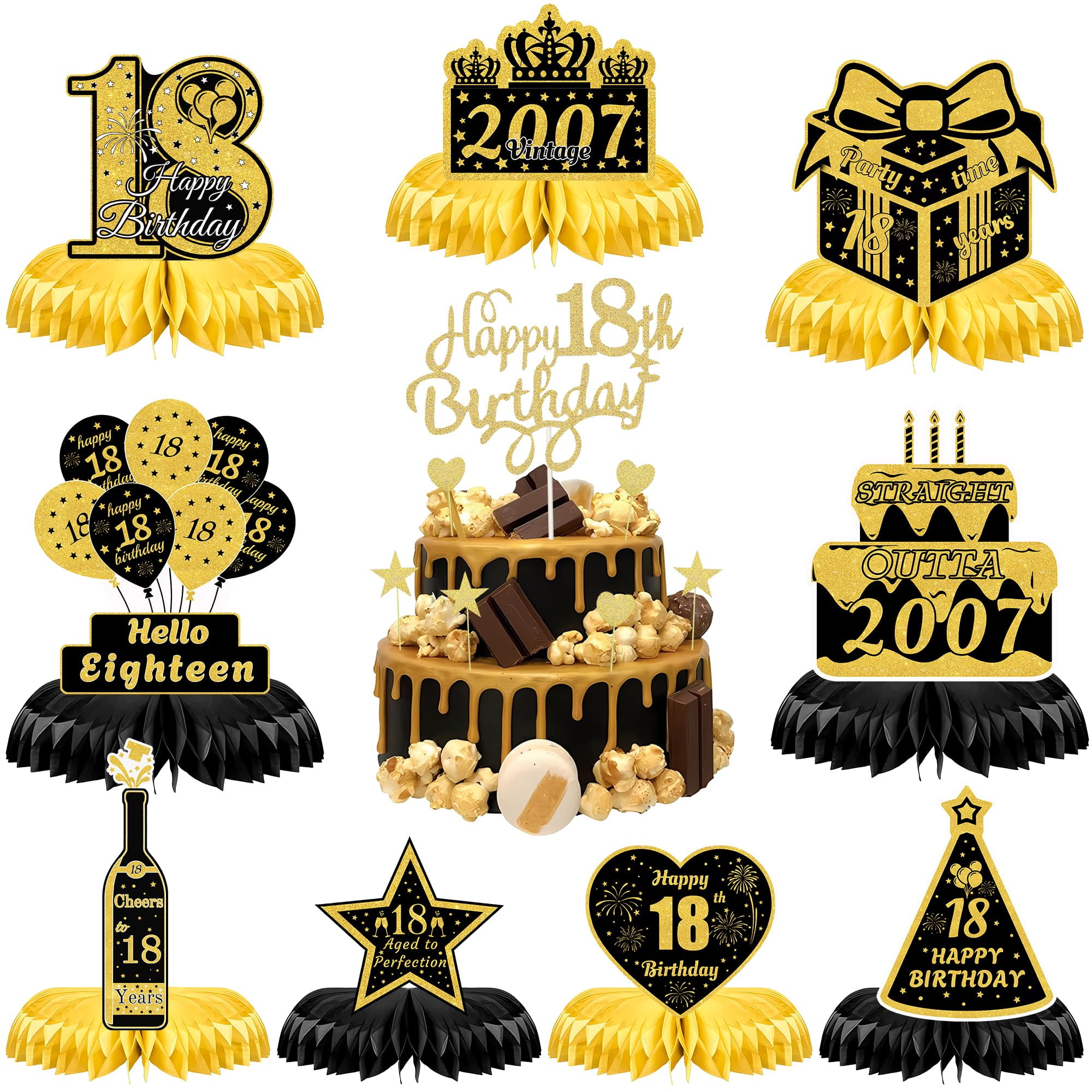 18th Birthday Table Decorations Centerpieces - ZLK1 10 Pcs Black ...