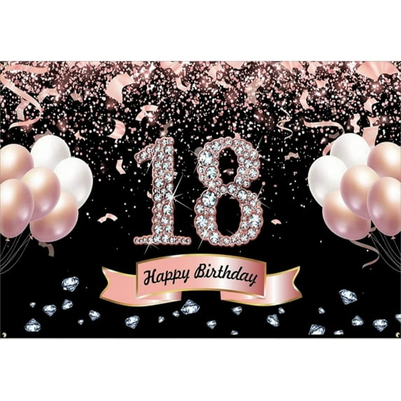 18th Birthday ration Background Banner Happy 18th Birthday Golden ...