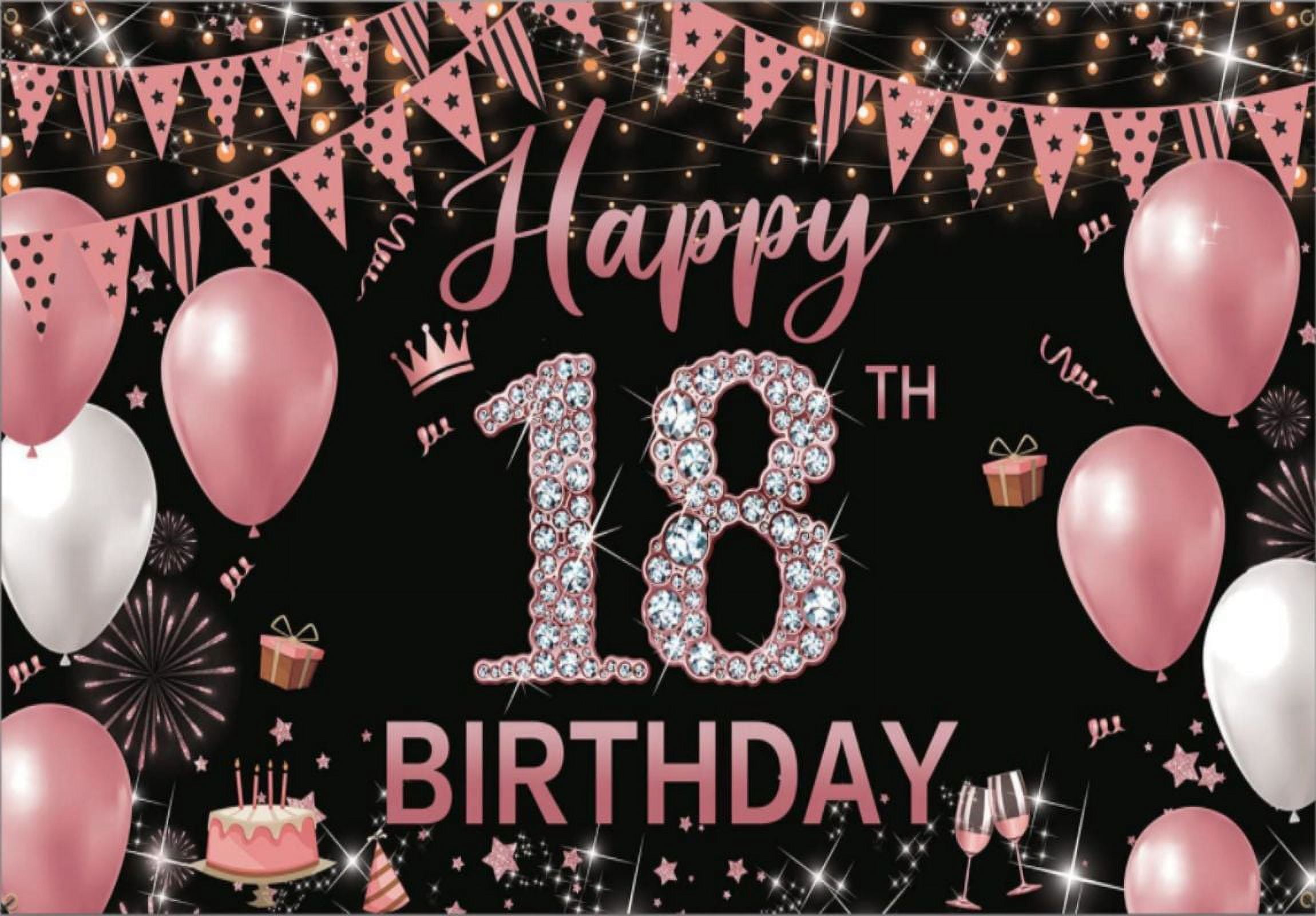 18th Birthday ration Background Banner Happy 18th Birthday Golden ...
