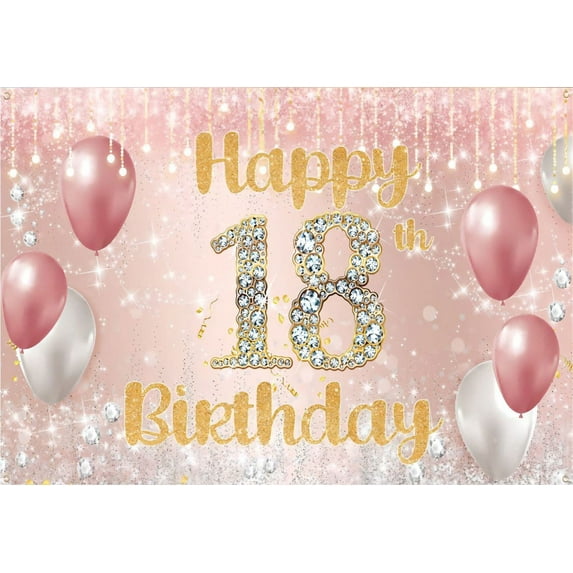 18th Birthday ration Background Banner Happy 18th Birthday Golden ...