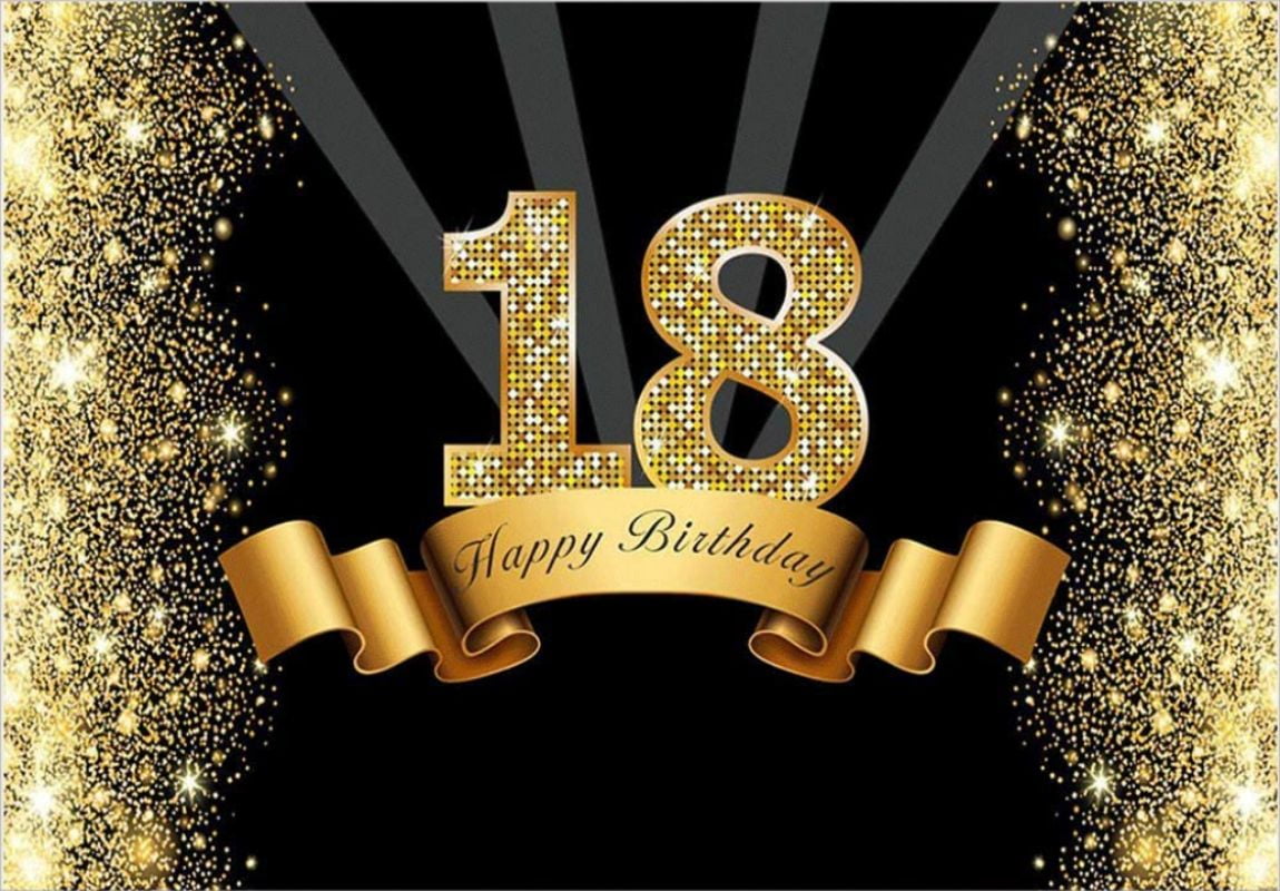 18th Birthday ration Background Banner Happy 18th Birthday Golden ...