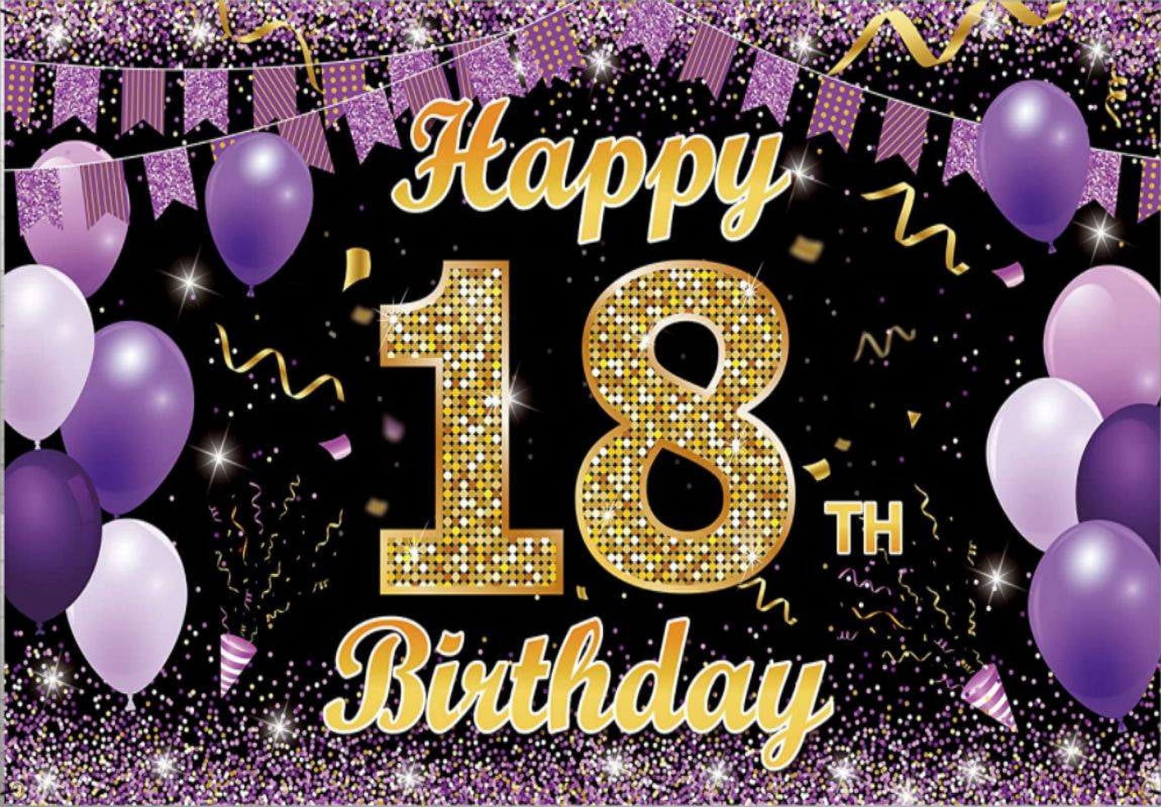 18th Birthday ration Background Banner Happy 18th Birthday Golden ...