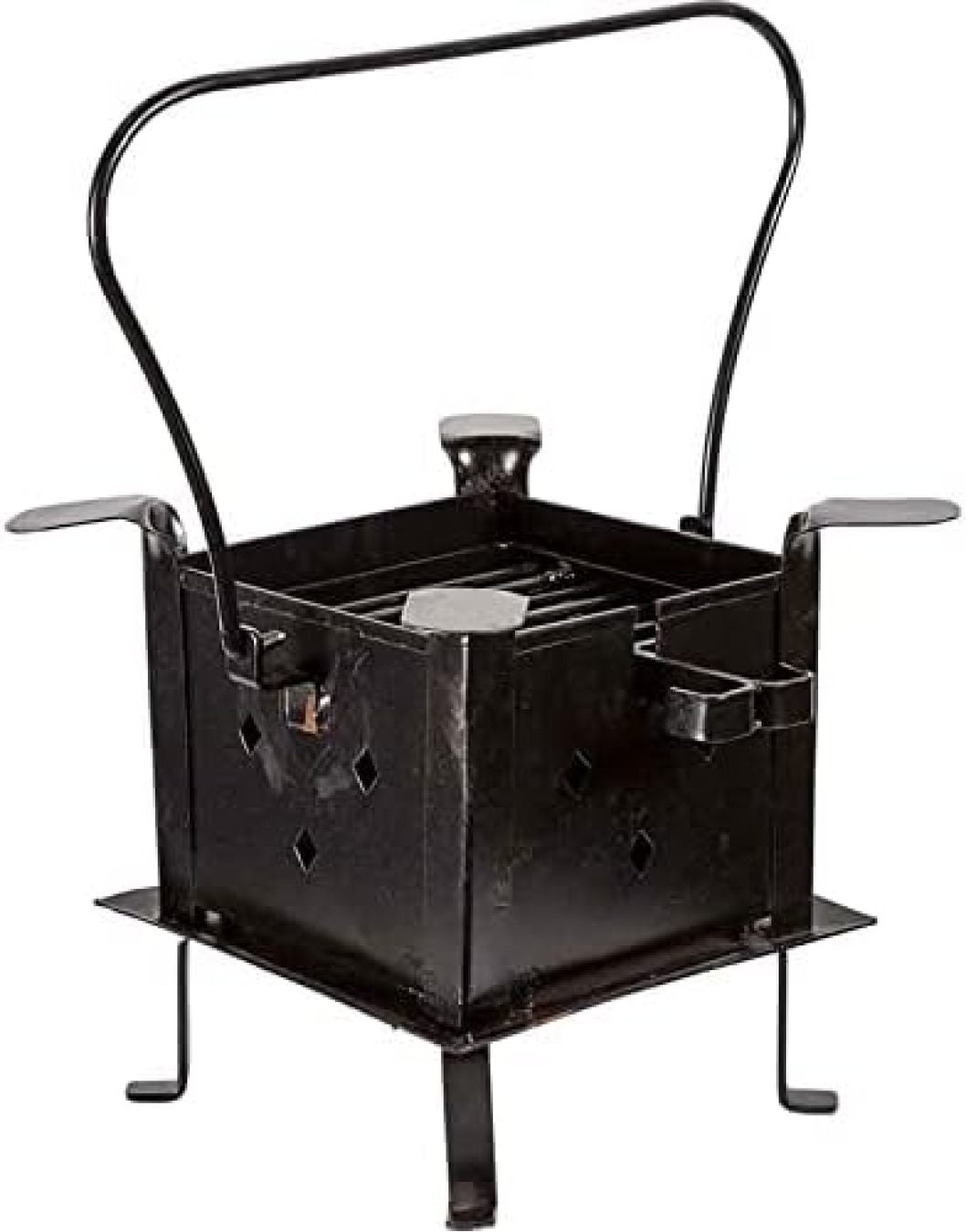 18th Century Hand Forged Iron Brazier - 8" x 8" Wide x 10" High - 9 lbs ...