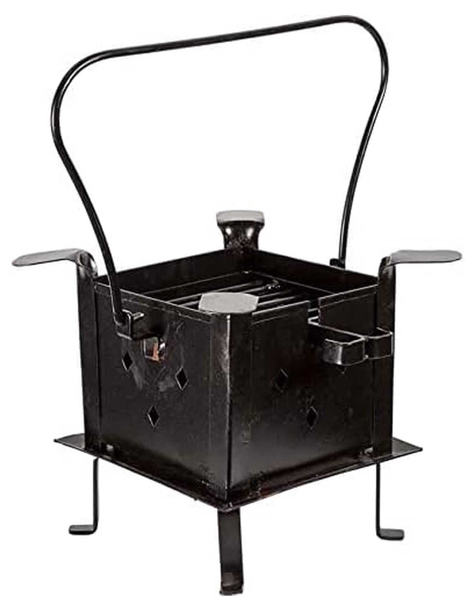 18th Century Hand Forged Iron Brazier - 8" x 8" Wide x 10" High - 9 lbs ...