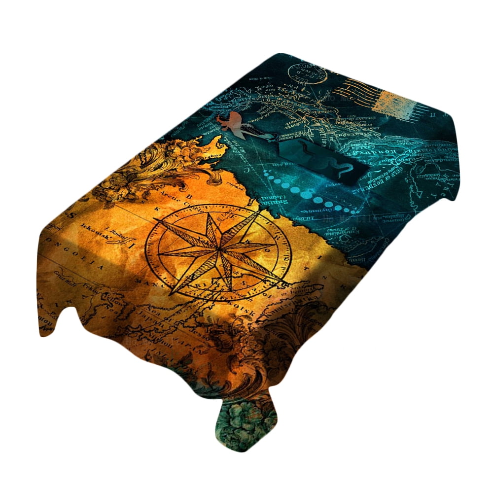 18th Century Map Modern Compass Sheet Metal World Map Bule Sepia Retro ...