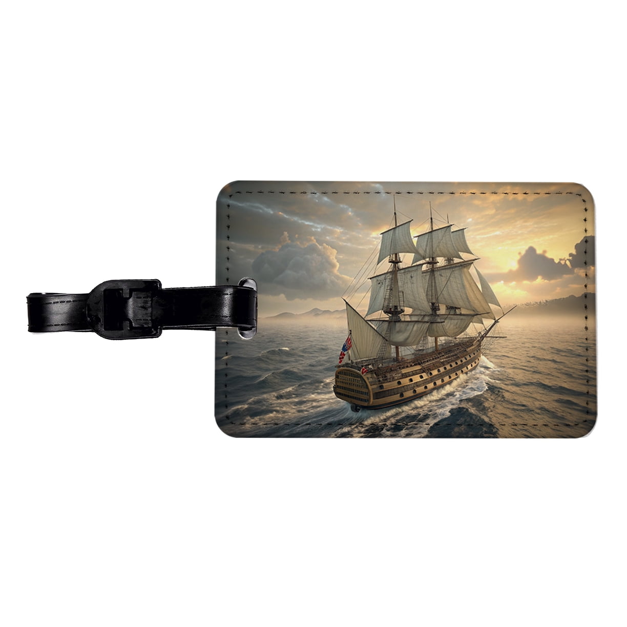 18th Century Warship Ship Of The Line At Sea Faux Leather Travel ...