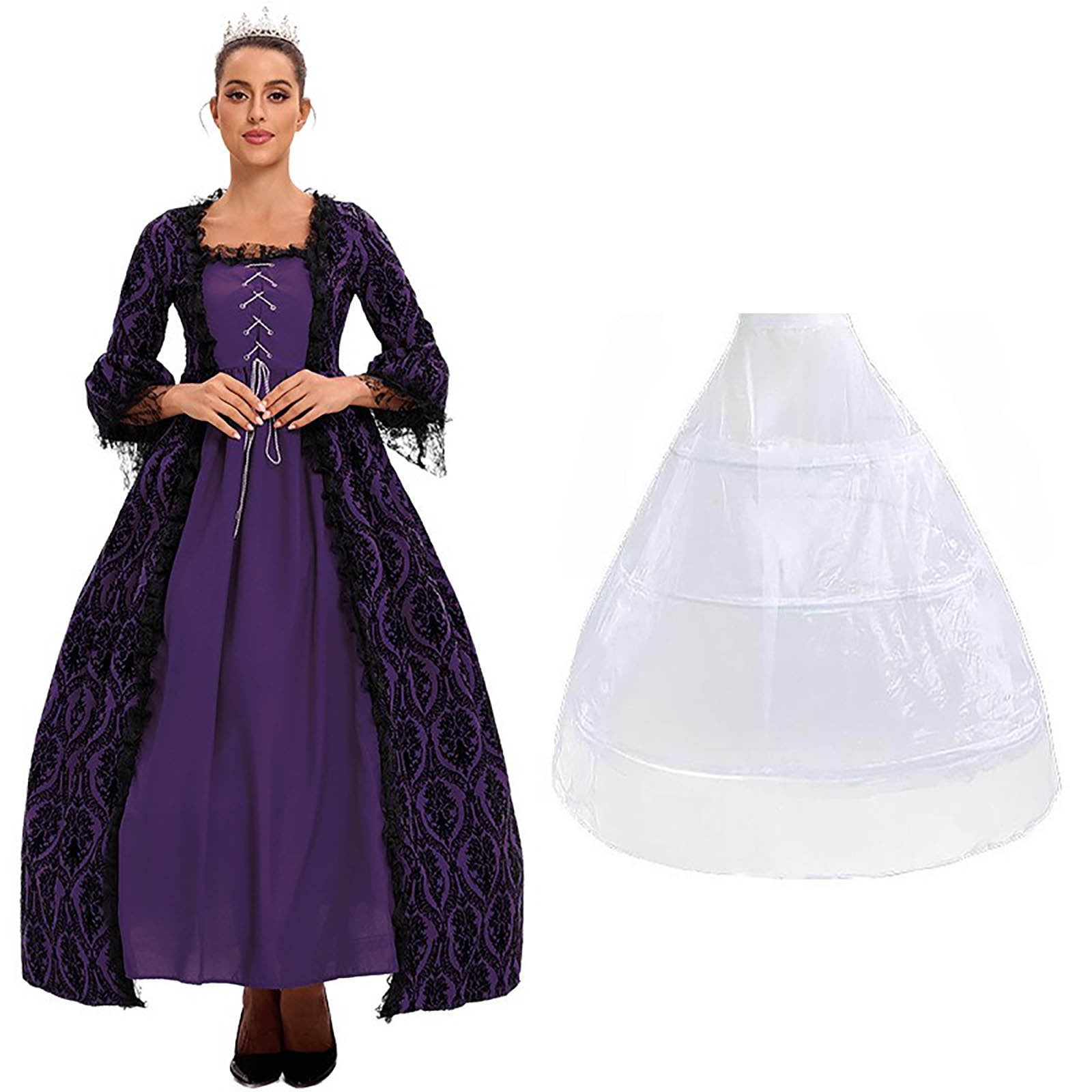 18th Century Women's Rococo Ball Gown Printing Costumes Long Gothic ...