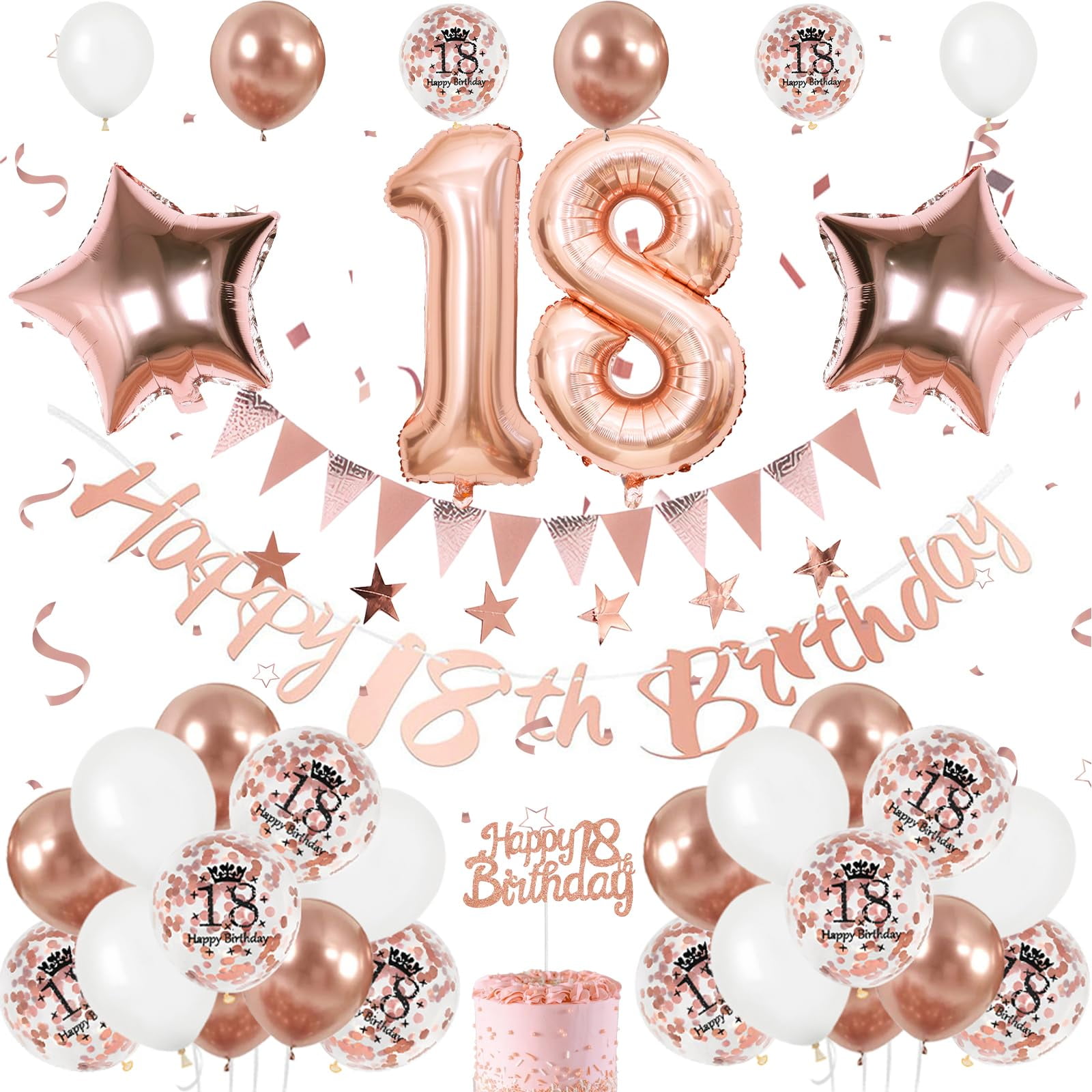 18th Decoration for Women, Rose AFN1Gold 18th Decorations, 18th ...