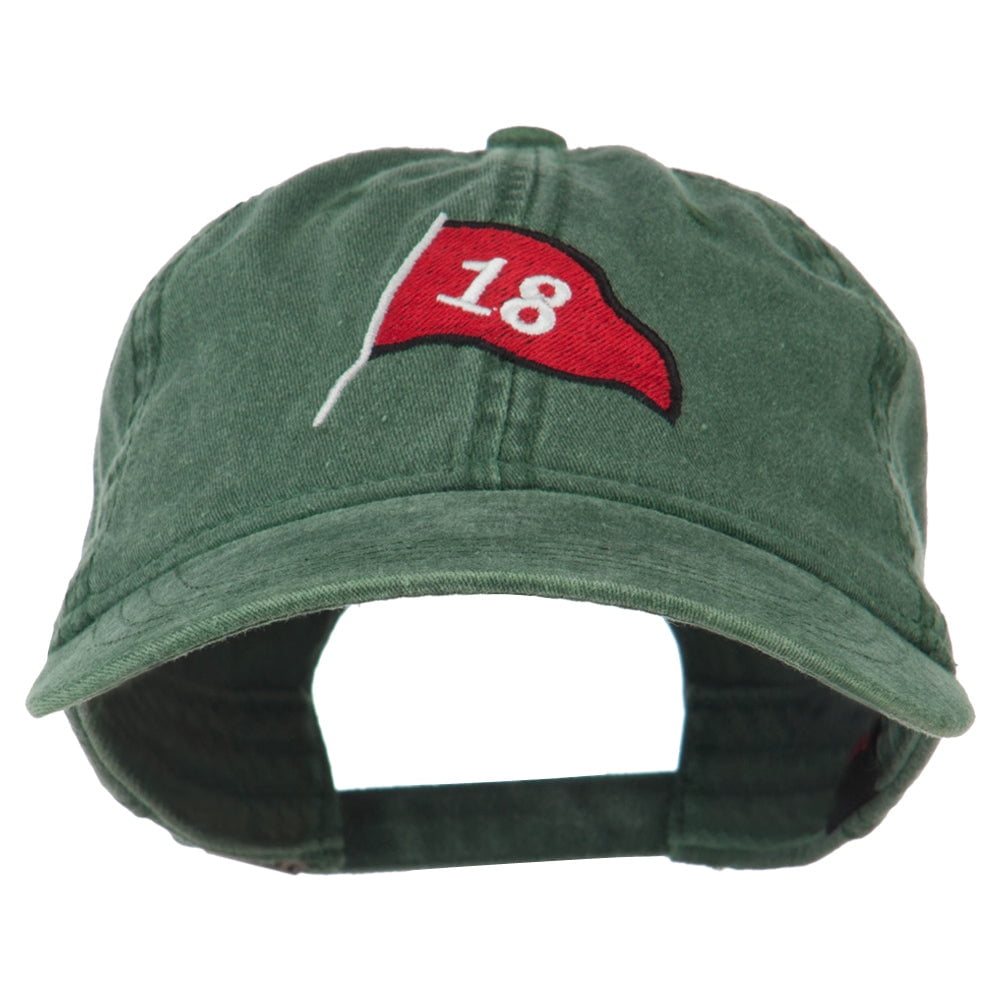 18th Hole Flag for Golf Embroidered Washed Cap - Dark Green OSFM ...