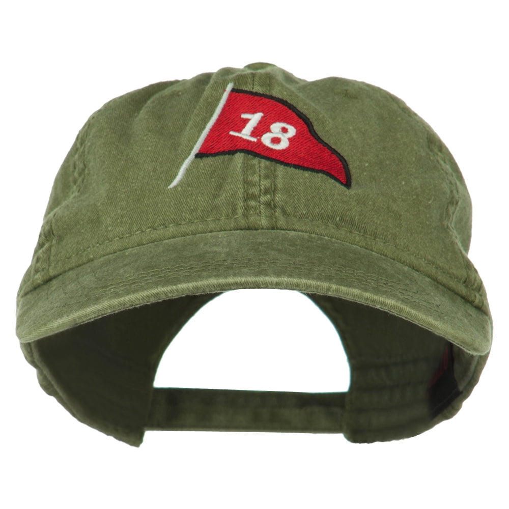18th Hole Flag for Golf Embroidered Washed Cap - Olive Green OSFM ...