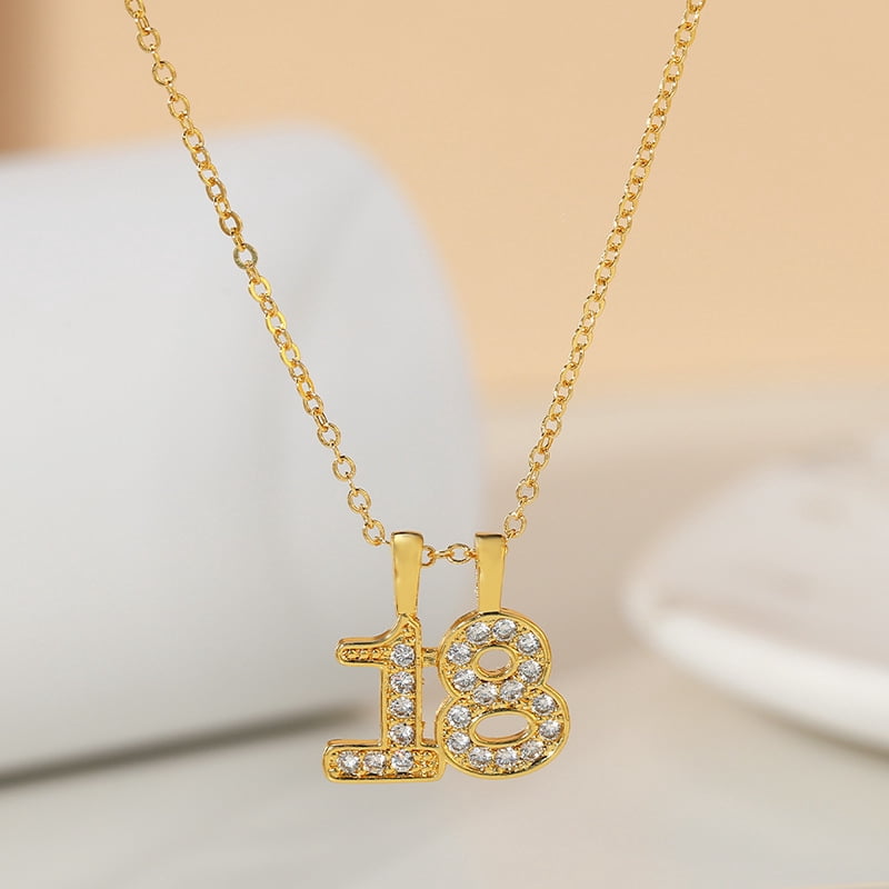 18th birthday gift digital clavicle chain new versatile copper pendant ...