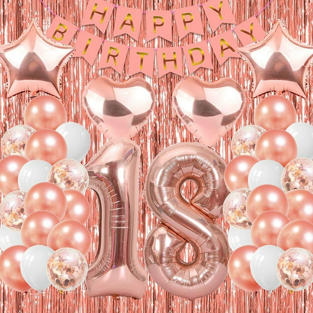 18th birthday rose gold birthday decoration 18th rose gold and pink ...
