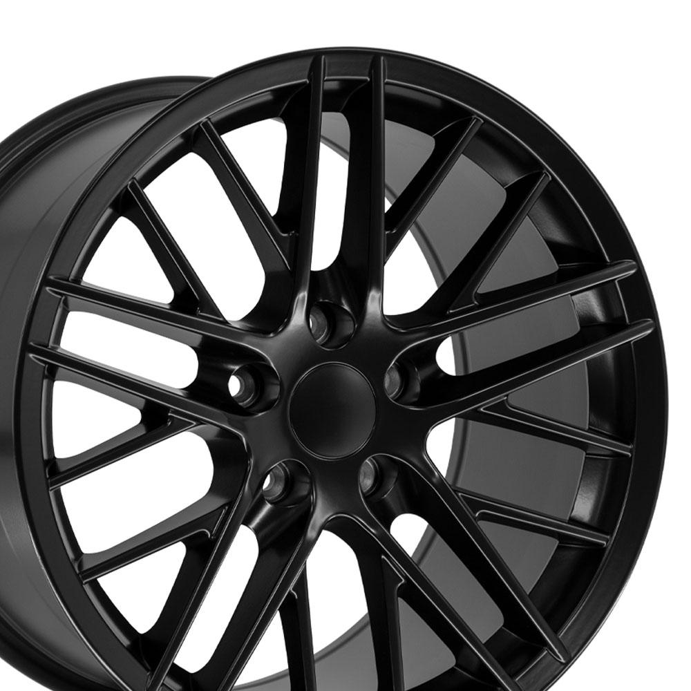 18x10.5/17x9.5 Wheels Fit Corvette, Camaro - C6 ZR1 Style Black Rims ...