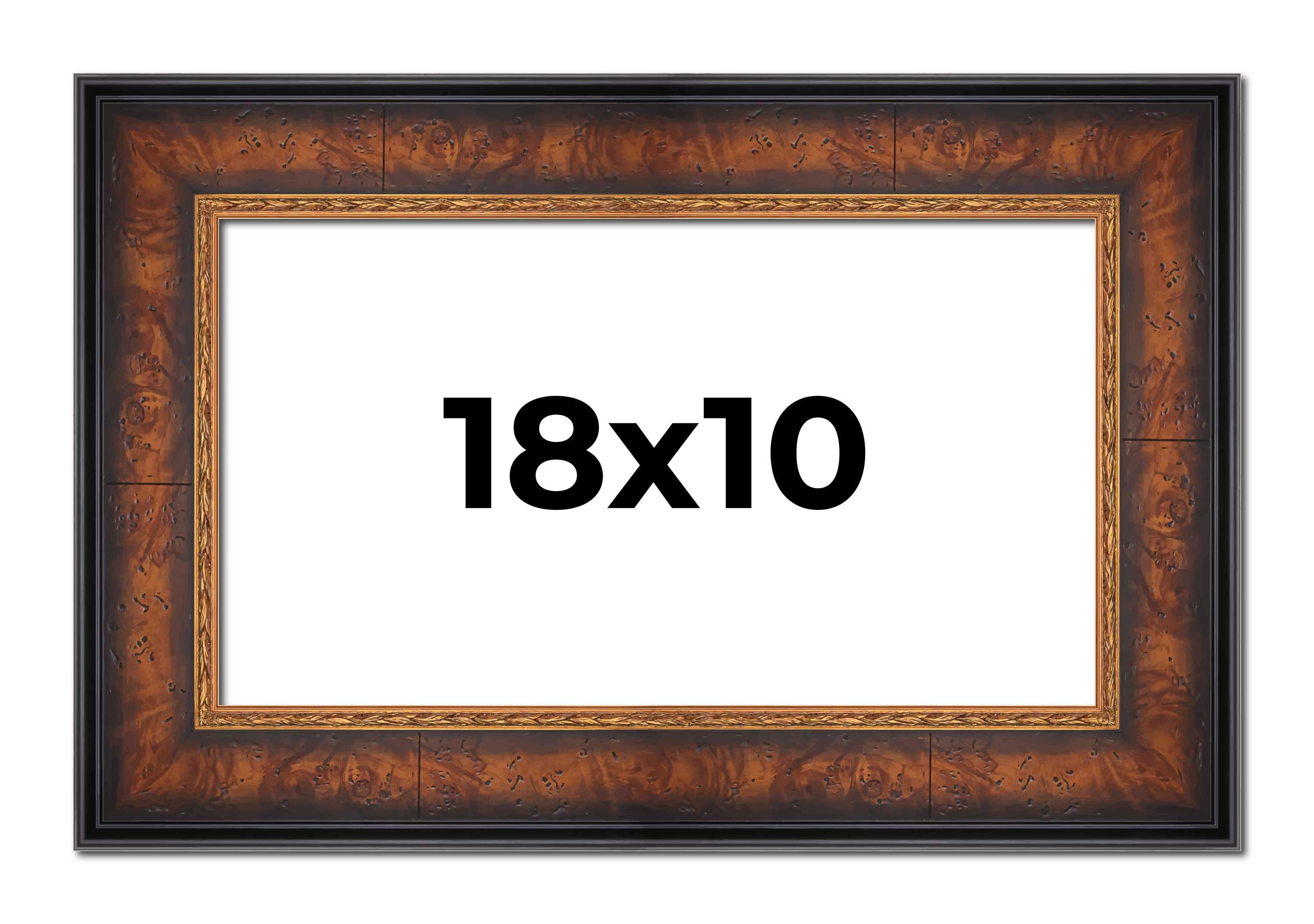 18x10 Frame Brown Walnut Gold Ornate Trim Solid Wood Plein Air Picture ...