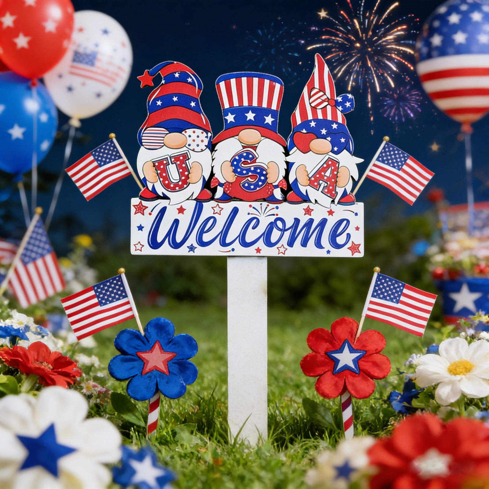 18x10 Inch Wooden Patriotic Sign 4th of July Independence Day Outdoor ...