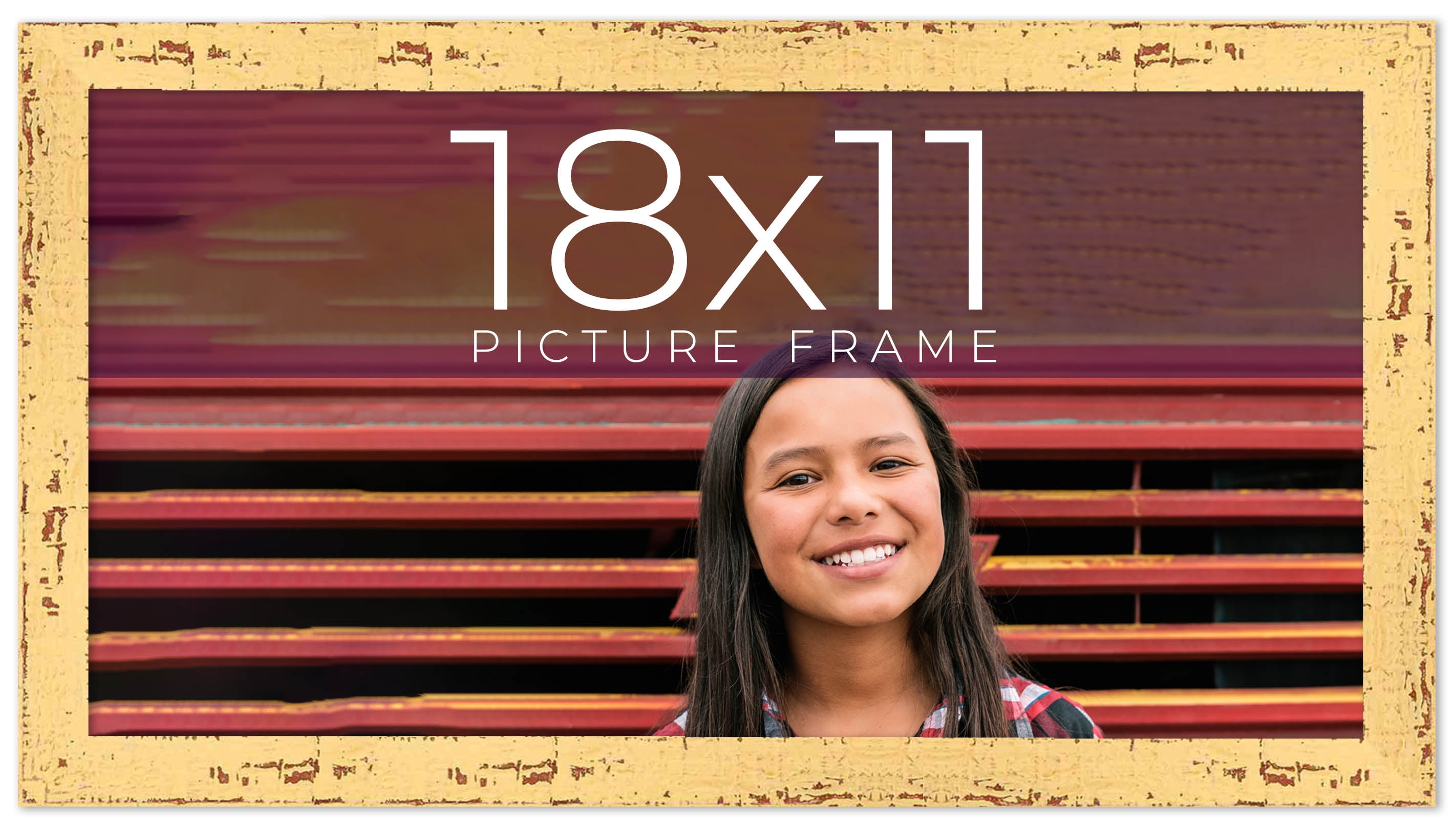 18x11 Frame Yellow Real Wood Picture Frame Width 1.25 inches | Interior ...
