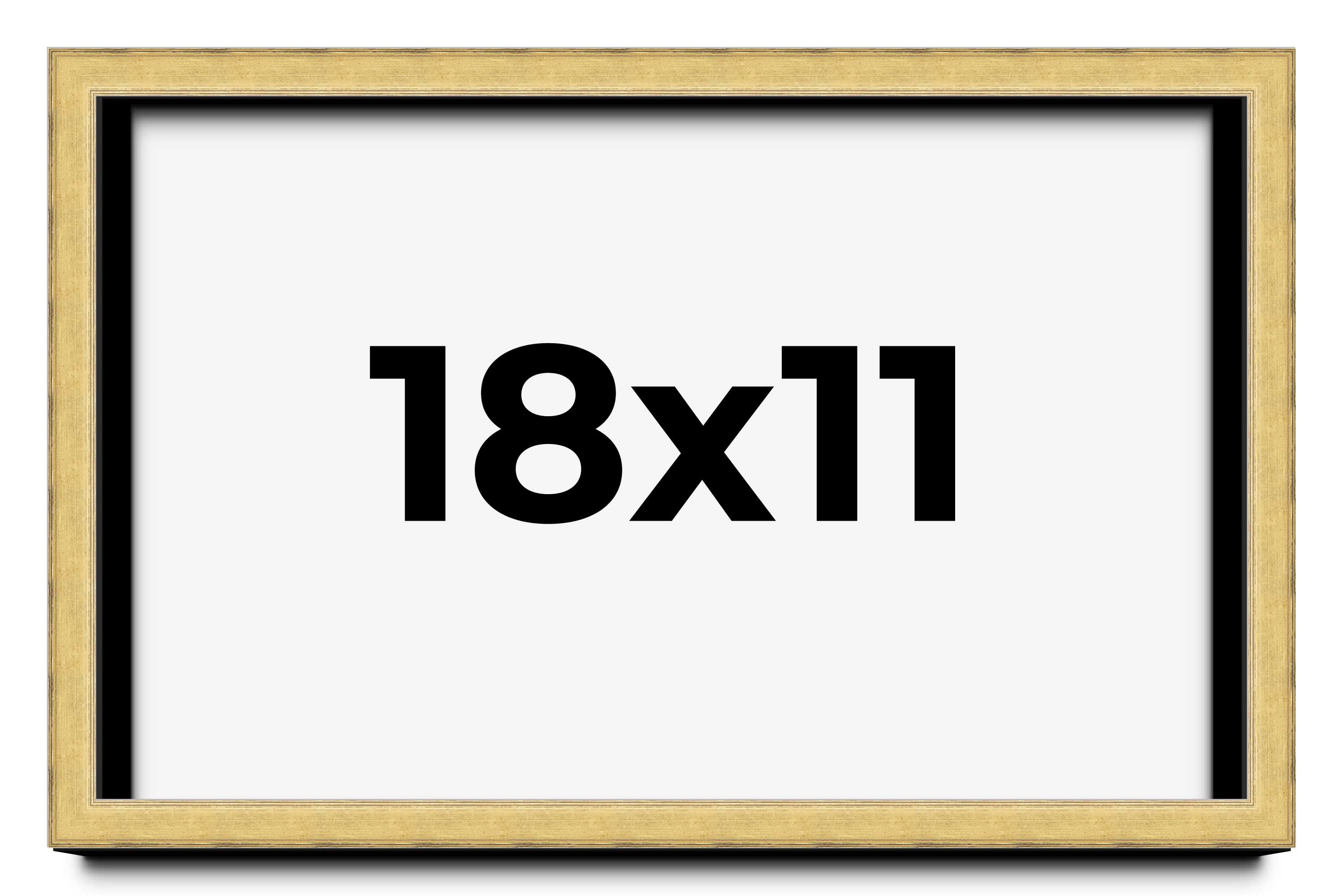 18x11 Shadow Box Frame Gold | 1.375 Inches Deep Real Wood Contemporary ...