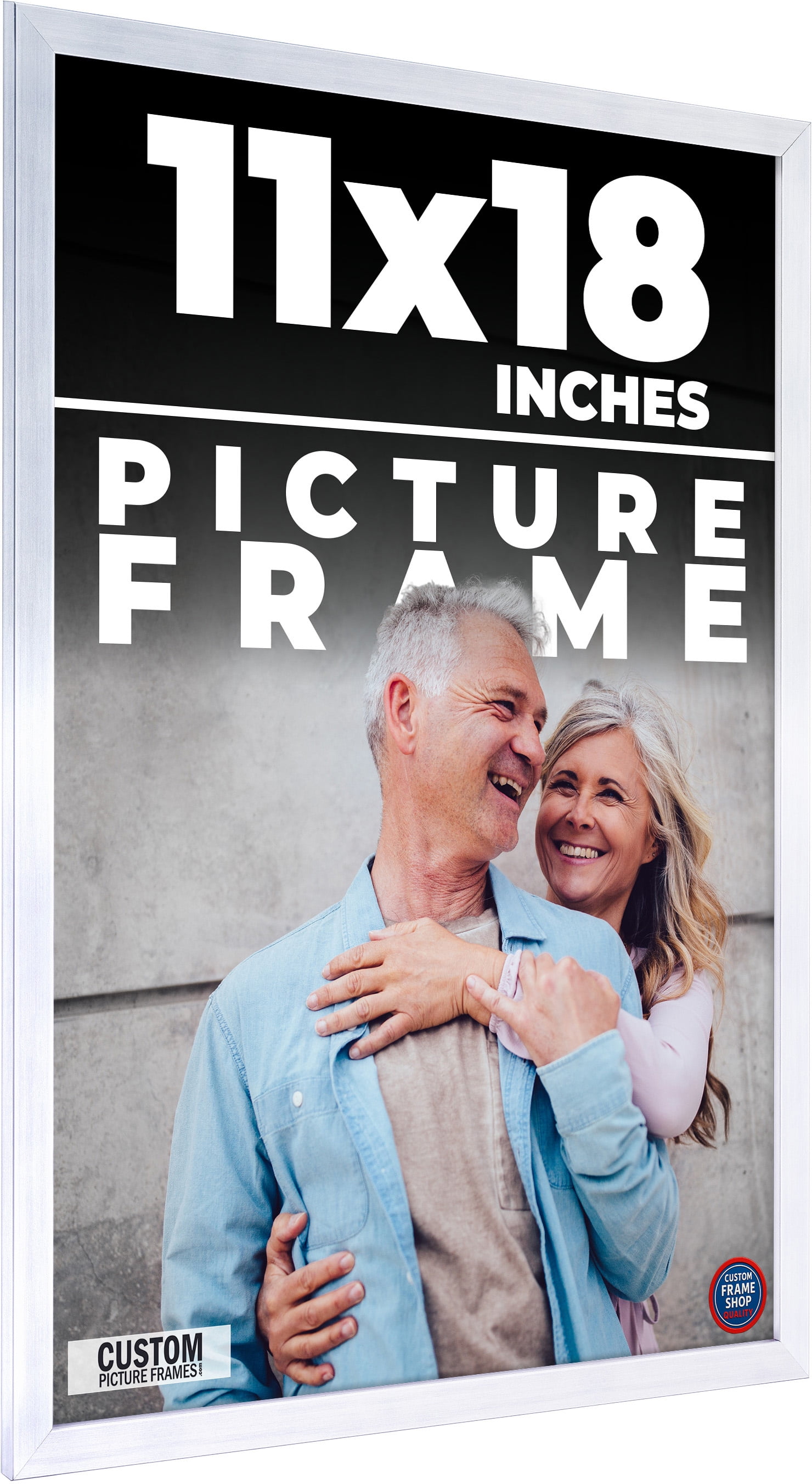 18x11 Silver Wood Picture Frame - UV Acrylic, Foam Board Backing ...