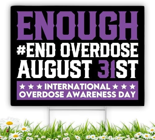 (18x12 & 24x18 IN) Enough End Overdose , Purple Ribbon Drug Overdose ...