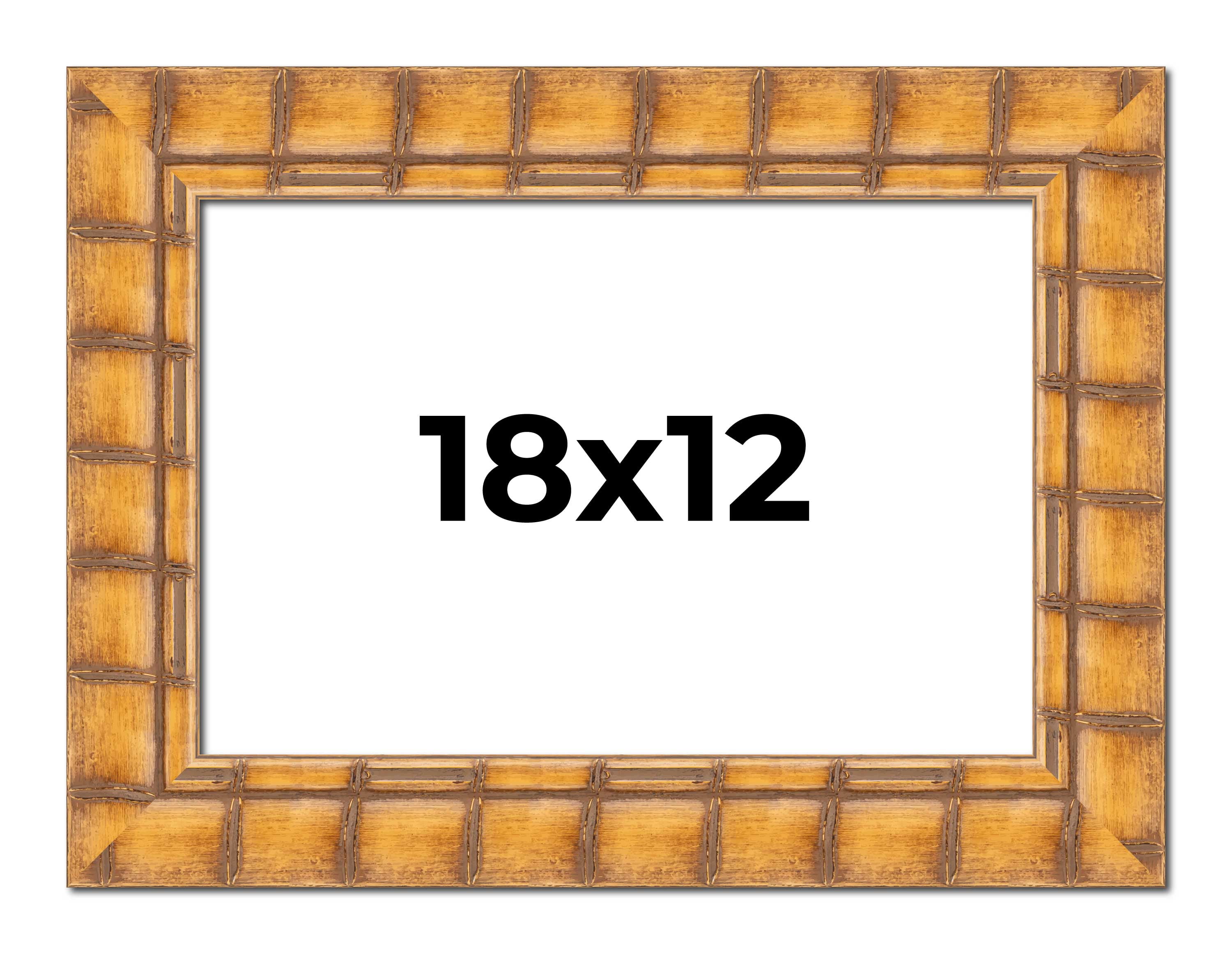 18x12 Frame Beige Real Wood Picture Frame Width 3 Inches Interior Frame ...