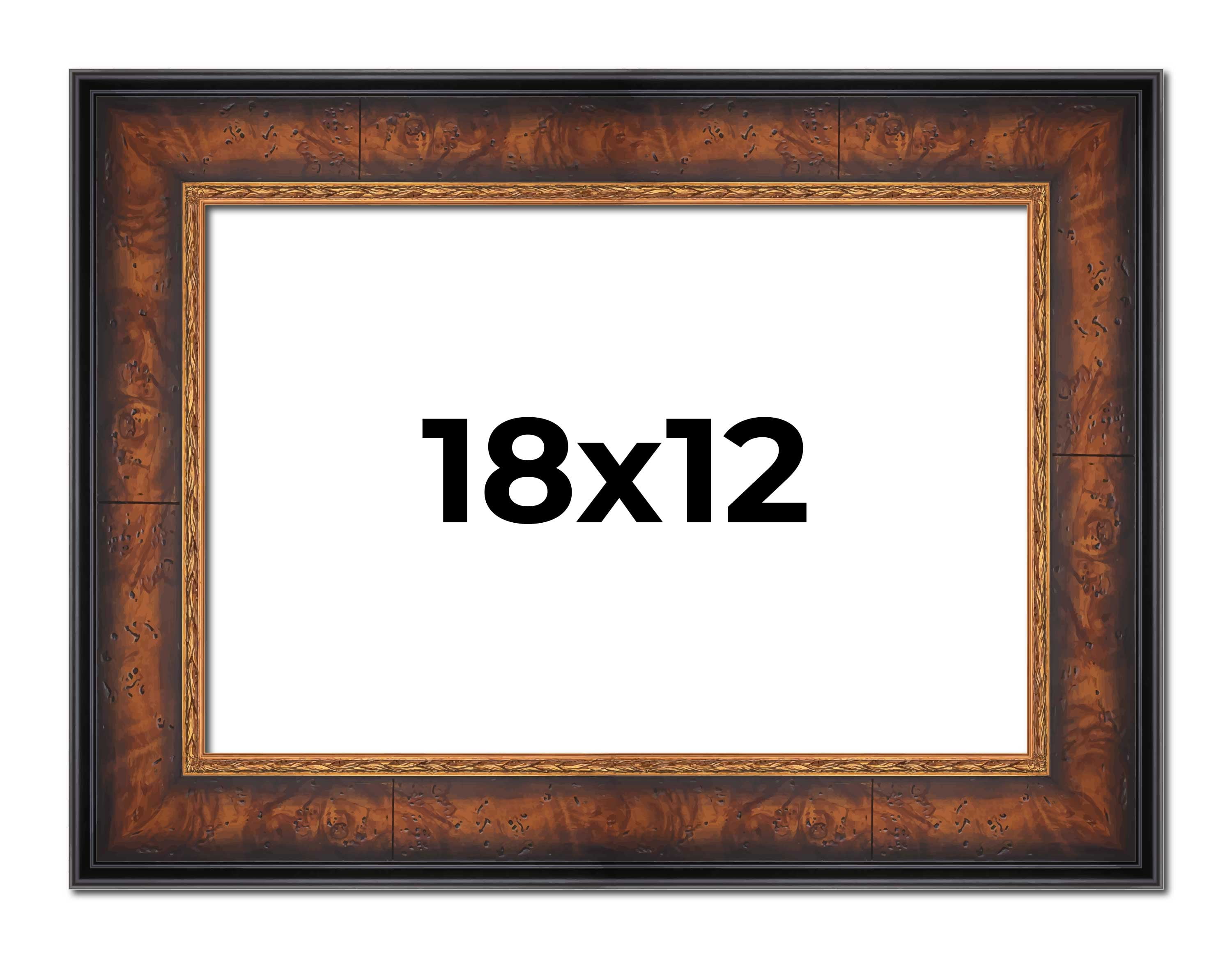 18x12 Frame Brown Walnut Gold Ornate Trim Solid Wood Plein Air Picture ...