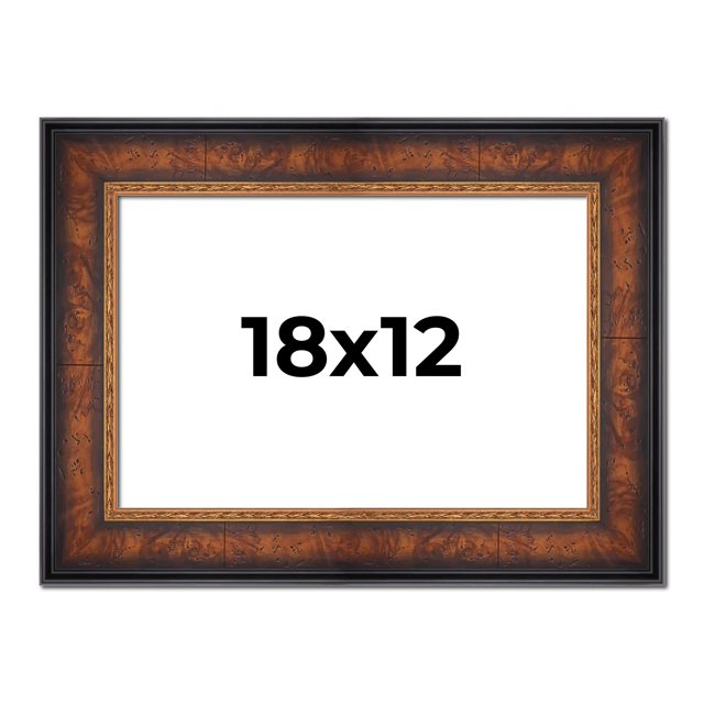18x12 Frame Brown Walnut Gold Ornate Trim Solid Wood Plein Air Picture ...