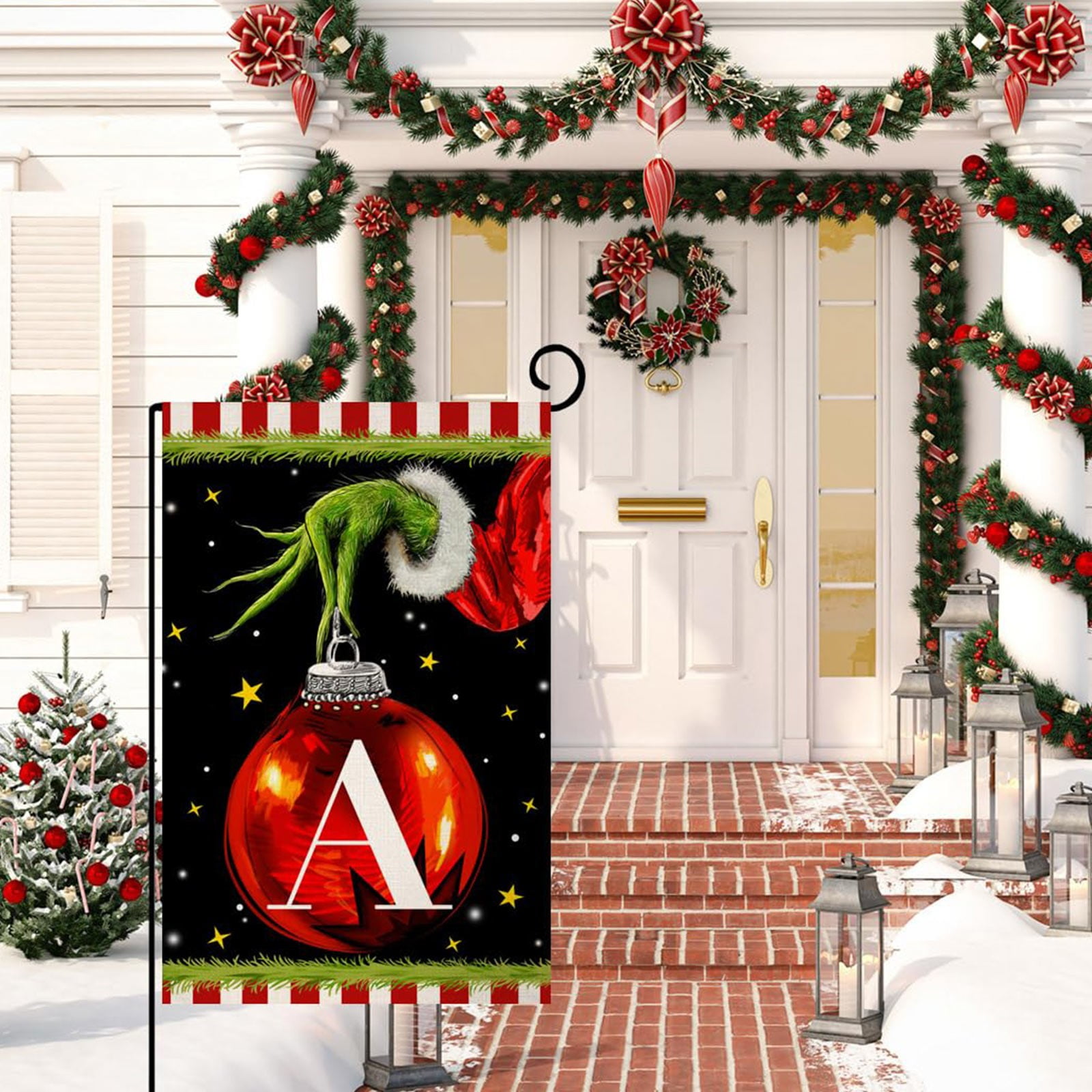 18x12" Grinch Flag, Grinch Christmas Decorations, Grinch Door Sign, Christmas Hanging Decors ...