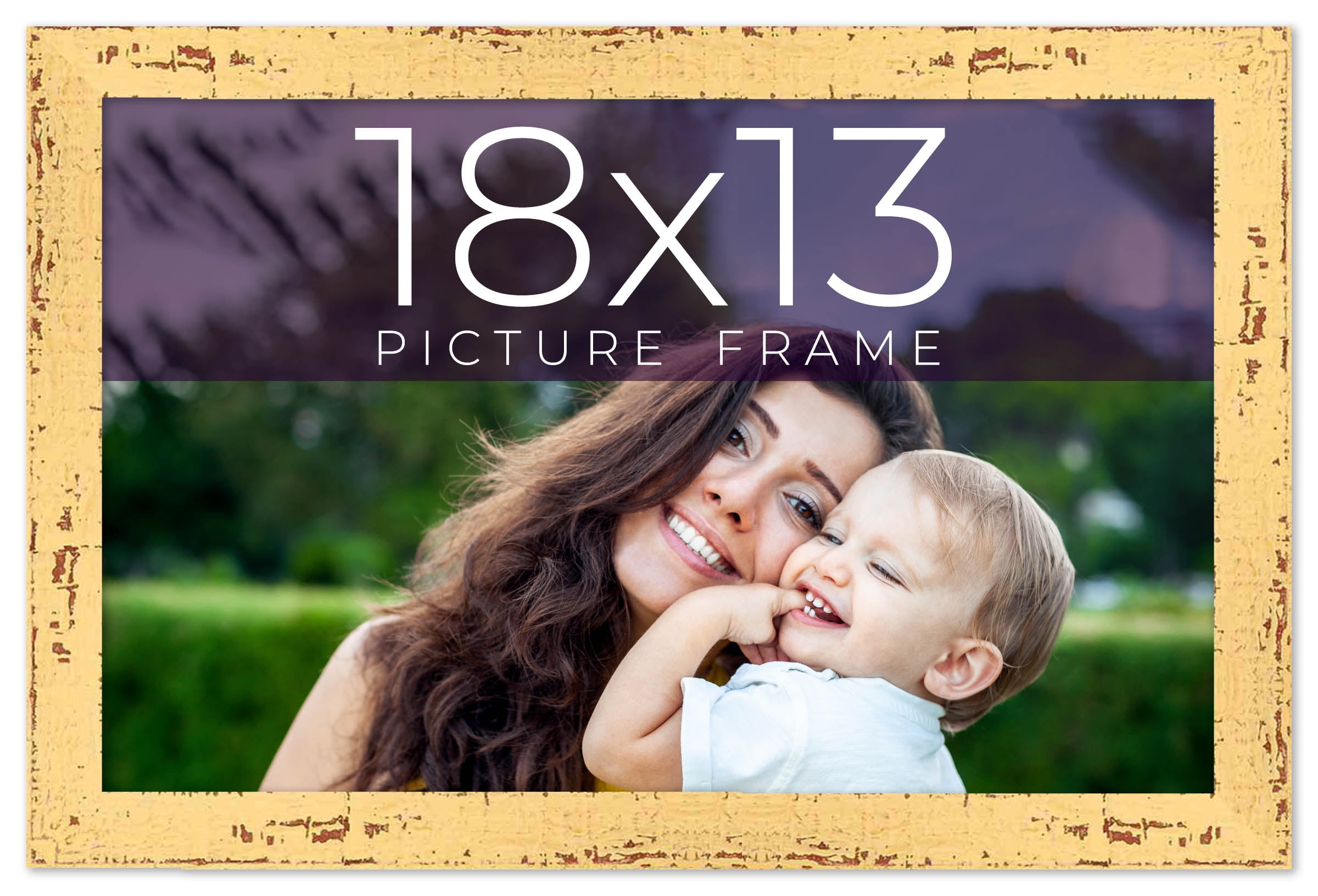 18x13 Frame Yellow Real Wood Picture Frame Width 1.25 inches | Interior ...