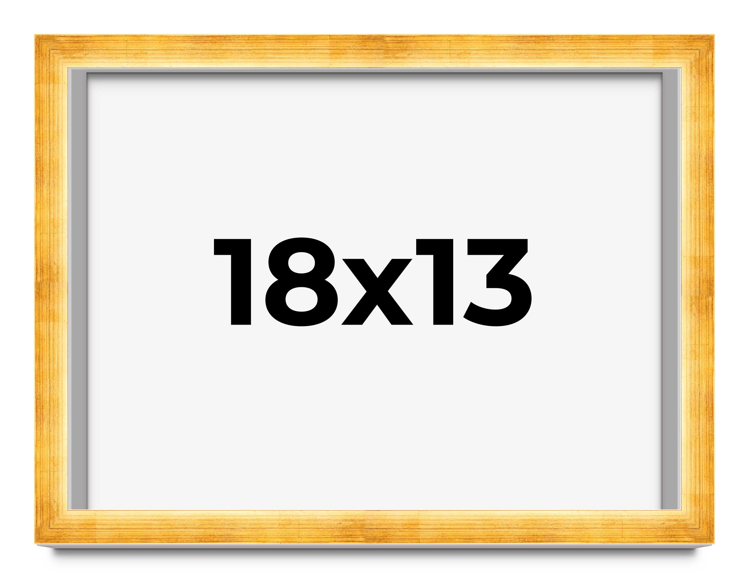 18x13 Shadow Box Frame Gold | 1.625 Inches Deep Real Wood Traditional ...