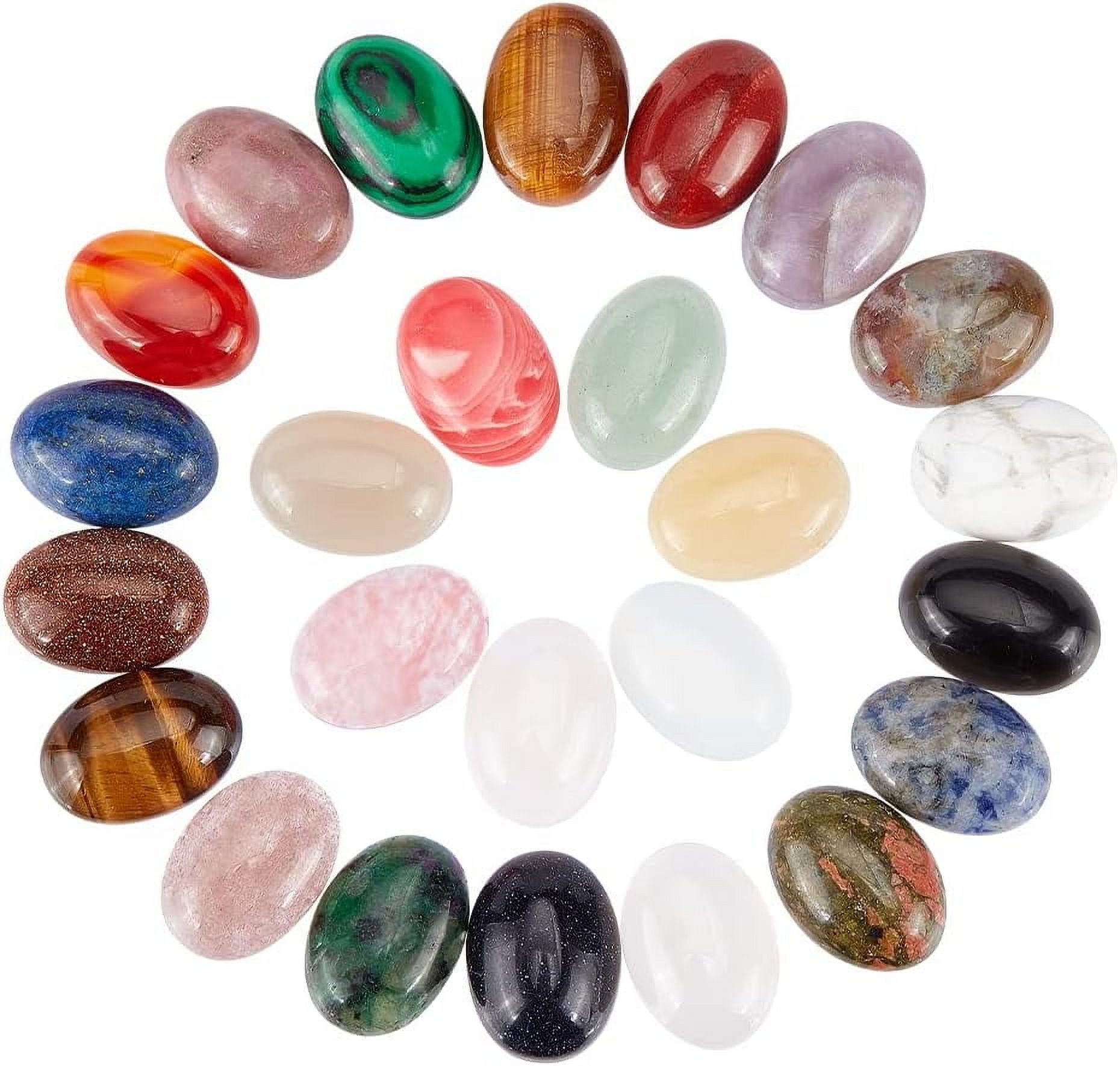 18x13mm Oval Gemstone Cabochons 25 Styles Flatback Synthetic Dome Cabs ...