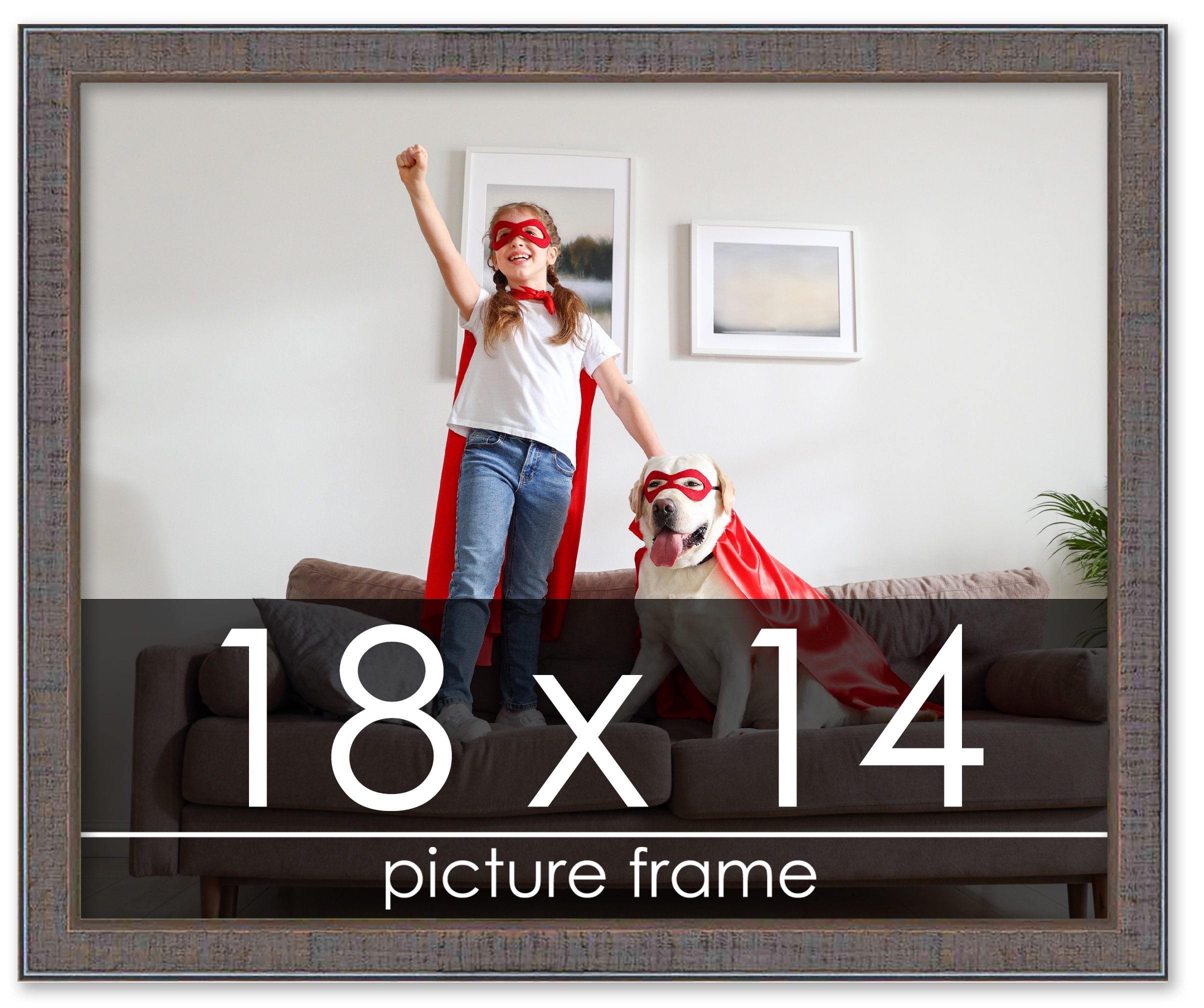 18x14 Distressed/Aged Complete Wood Picture Frame with UV Acrylic, Foam ...