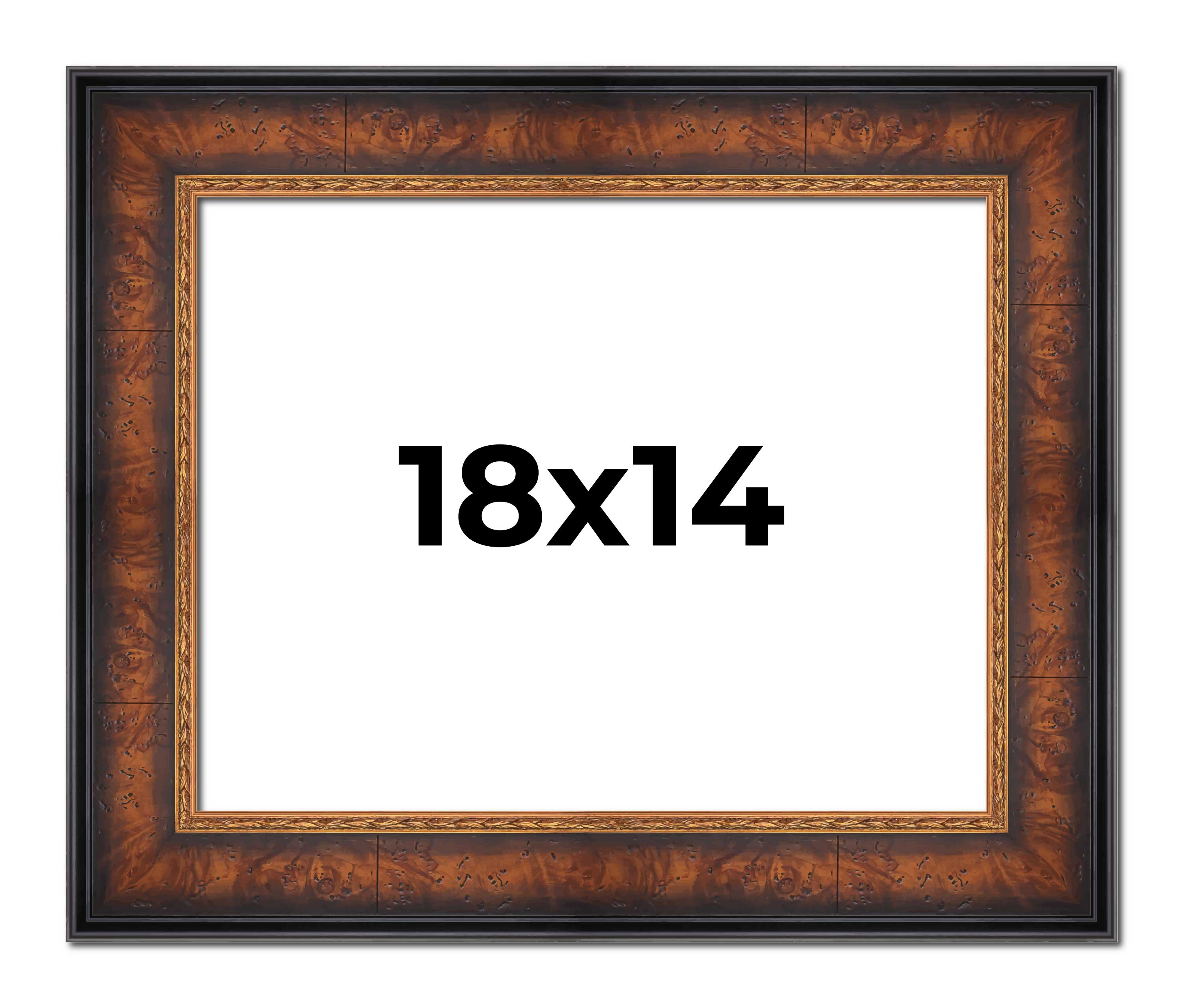 18x14 Frame Brown Walnut Gold Ornate Trim Solid Wood Plein Air Picture ...