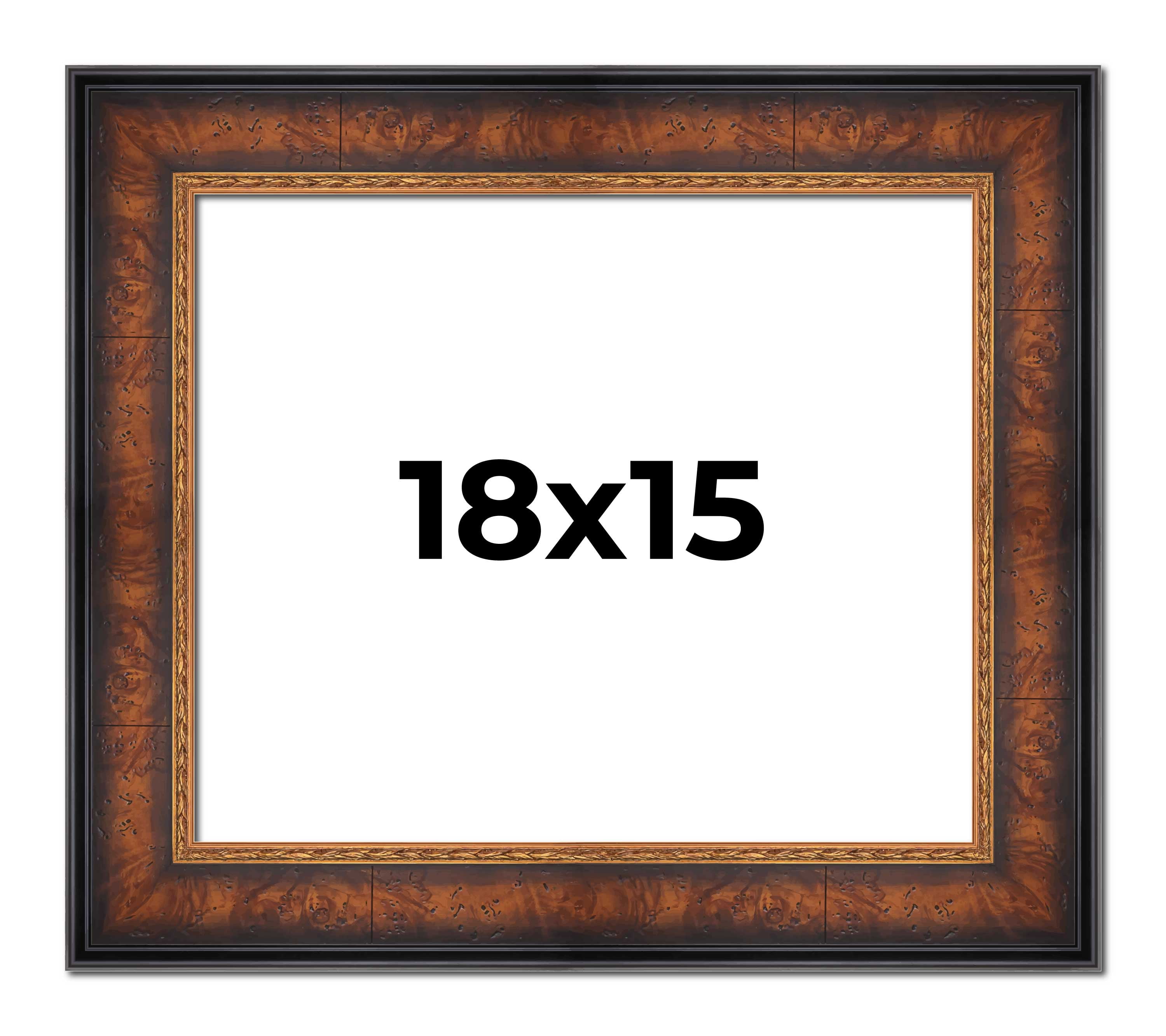 18x15 Frame Brown Walnut Gold Ornate Trim Solid Wood Plein Air Picture ...