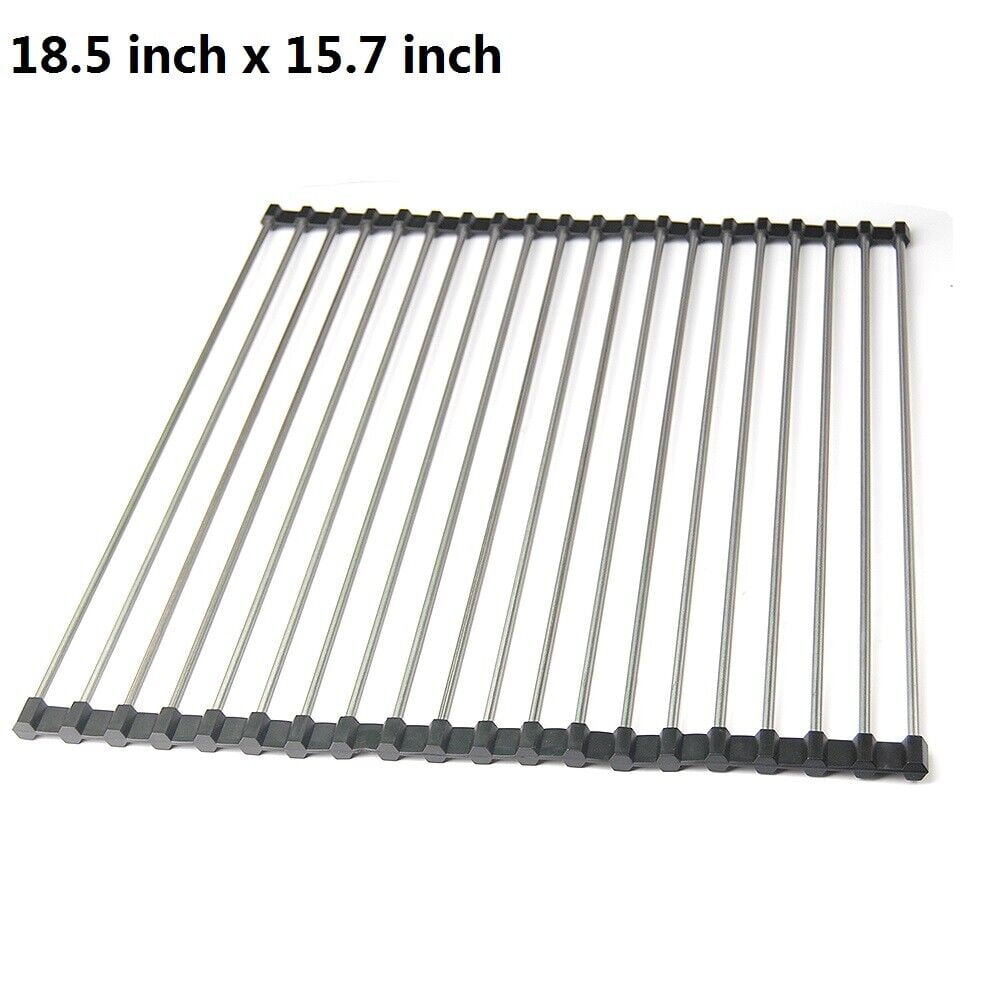 18x15" Kitchen Stainless Steel Sink Drain Rack Roll Up Dish Rack Food ...